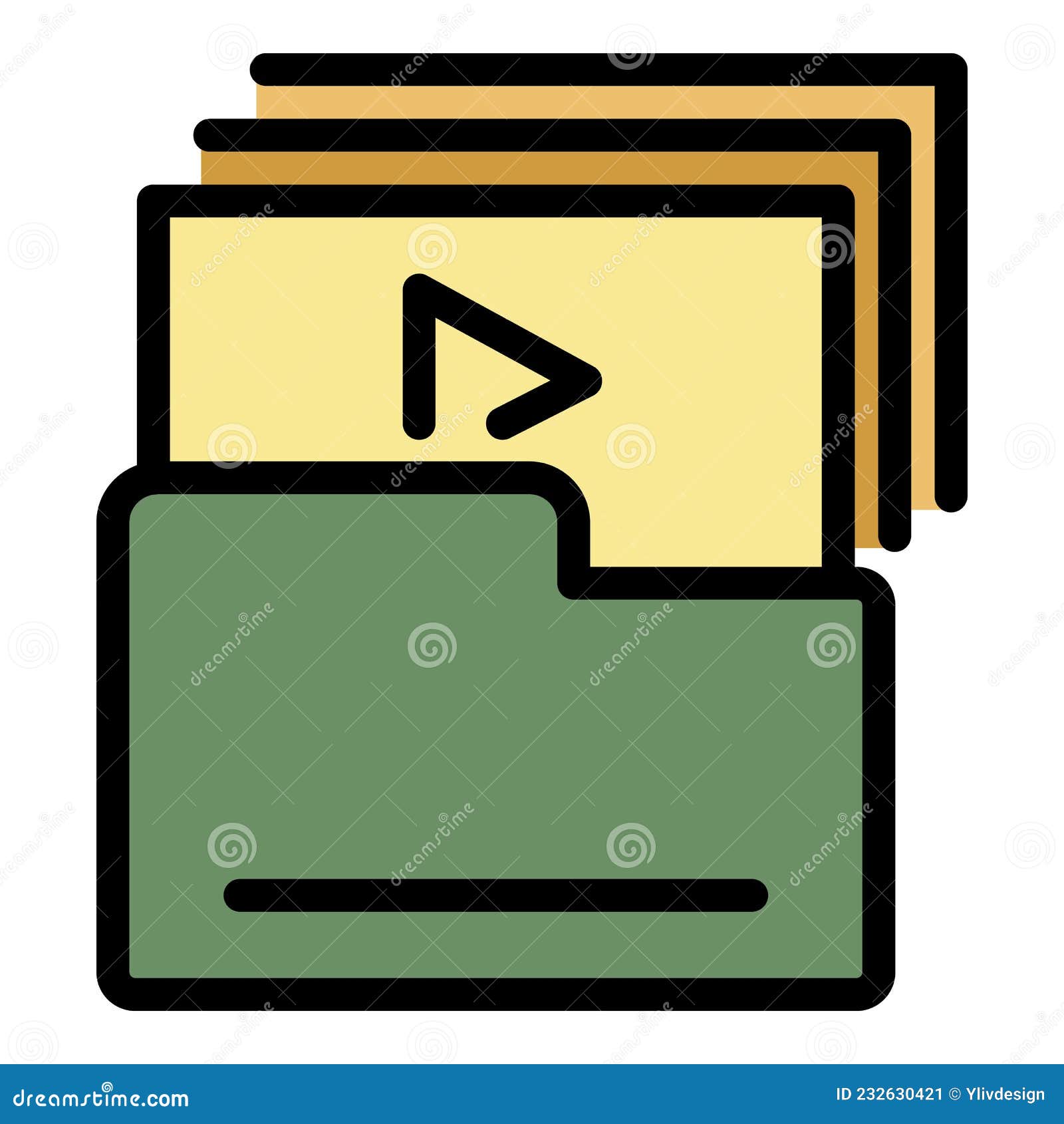 Video Folder Icon Color Outline Vector Stock Vector - Illustration of ...