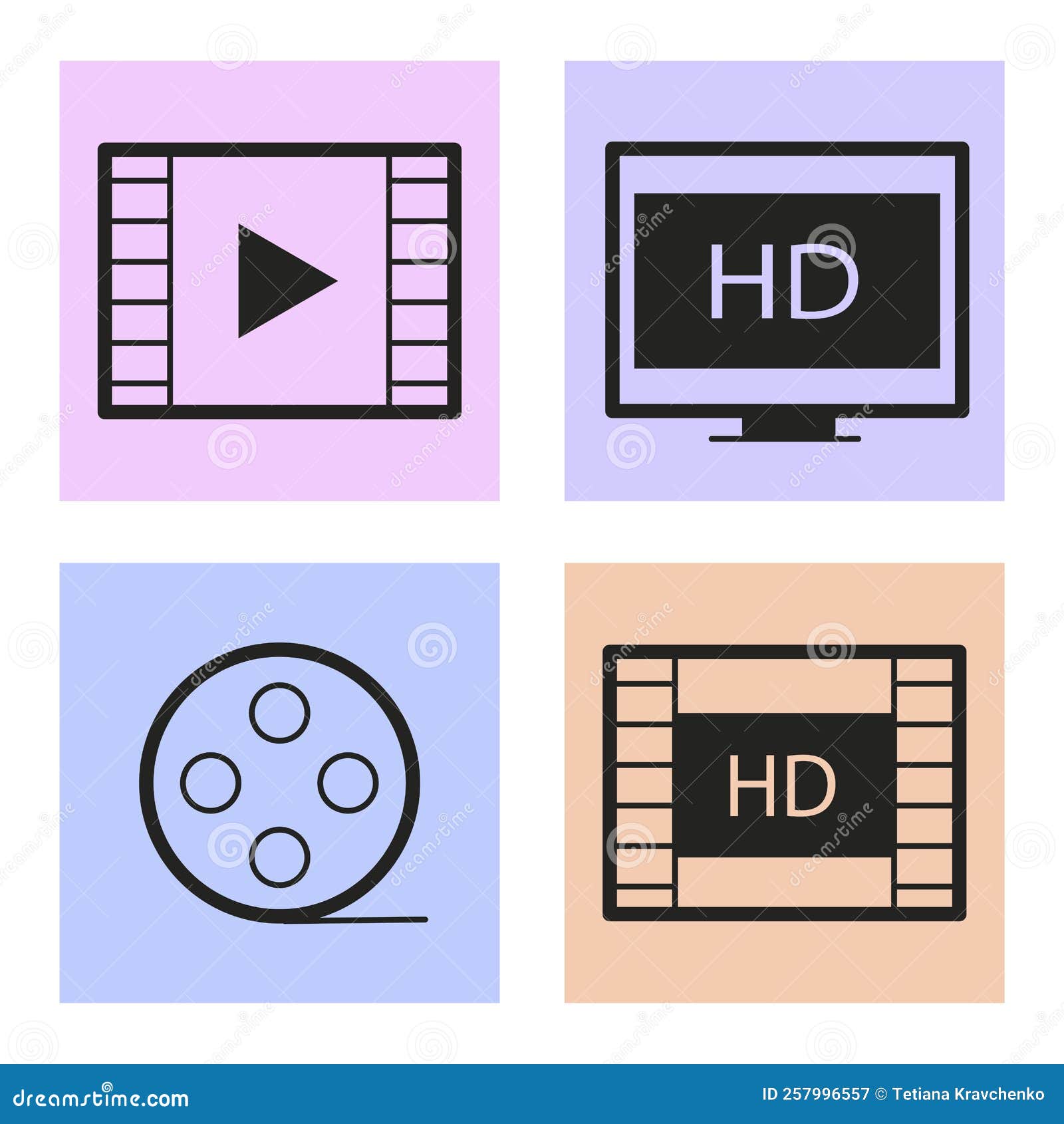 Video Frame Icon. Movie Player Icons. Vector Illustration. Stock Image ...