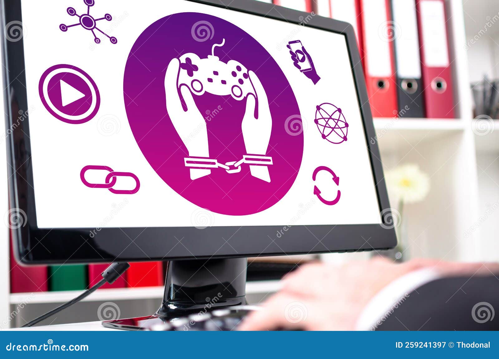 Video Game Addiction Concept on a Computer Screen Stock Image - Image ...