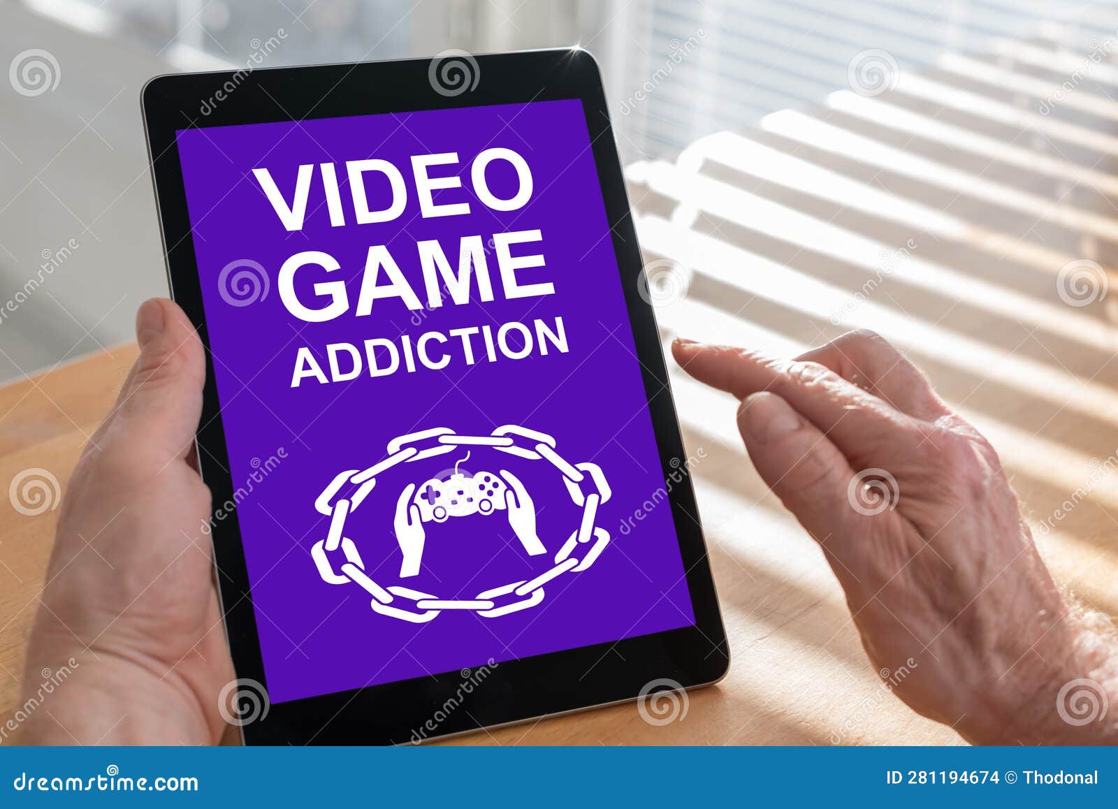 Video Game Addiction Concept on a Tablet Stock Photo - Image of ...