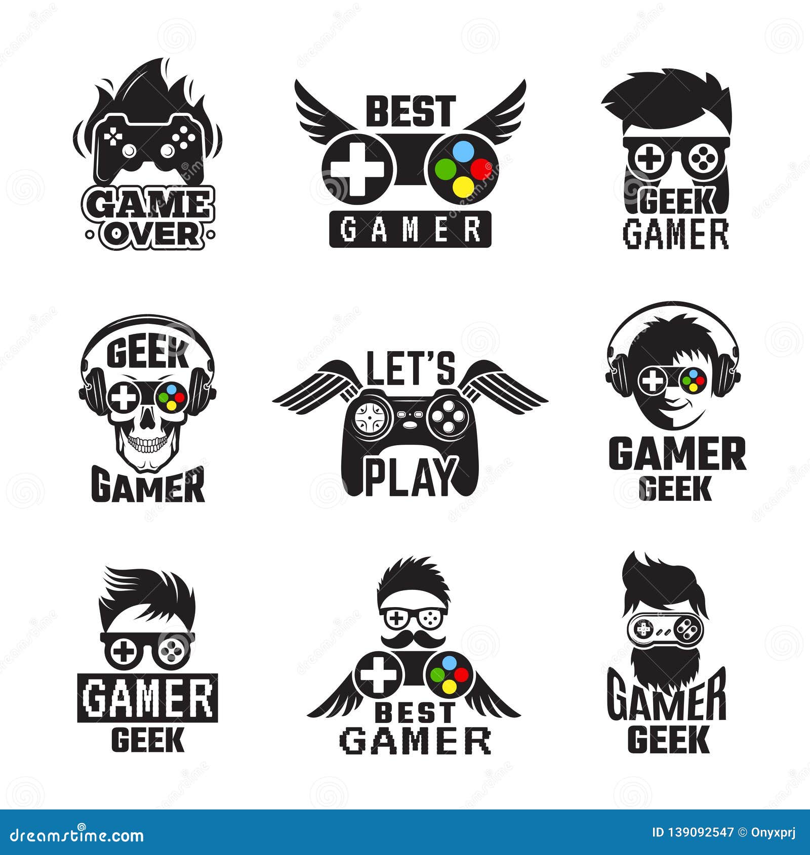 Video Game Badges. Joystick Console Controller for Gaming Geek Vector ...