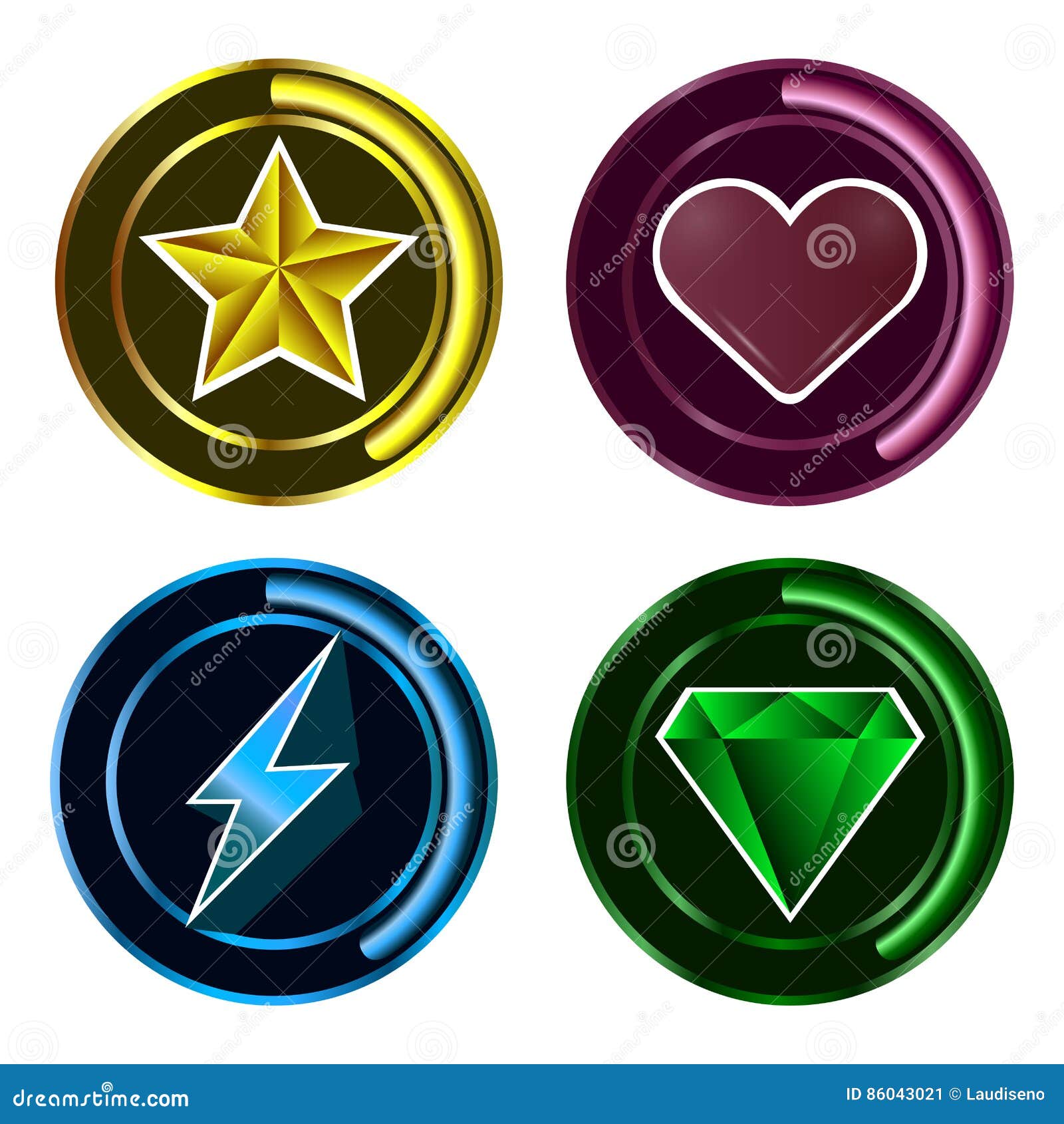 Game Bars With Gold Coins, Star, Power Symbol Vector Illustration ...