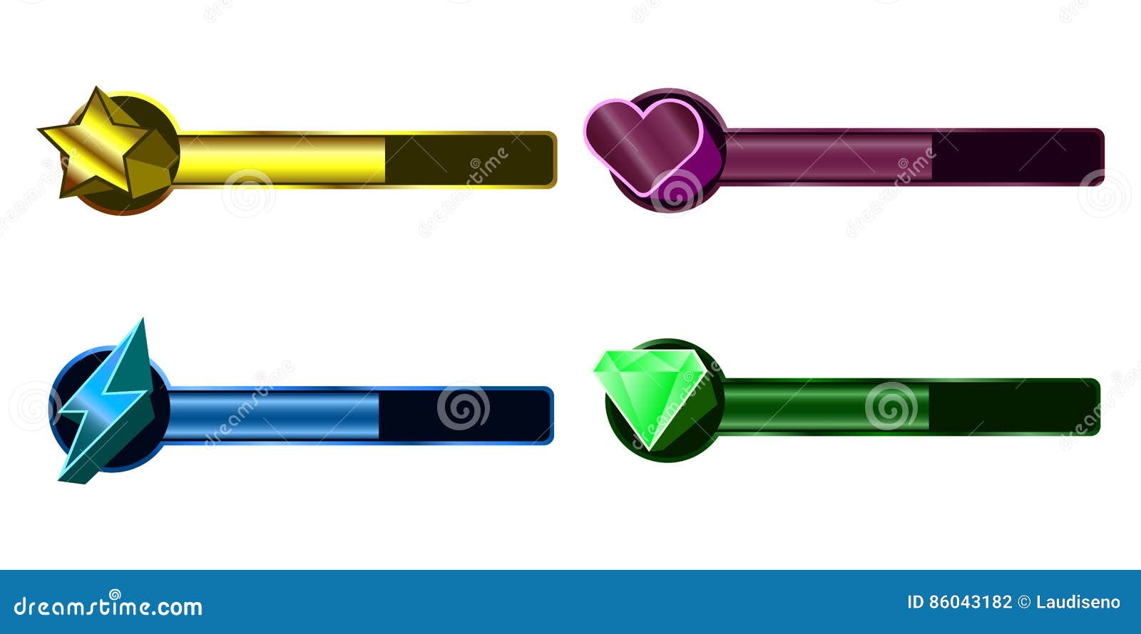 Game Bars With Gold Coins, Star, Power Symbol Vector Illustration ...