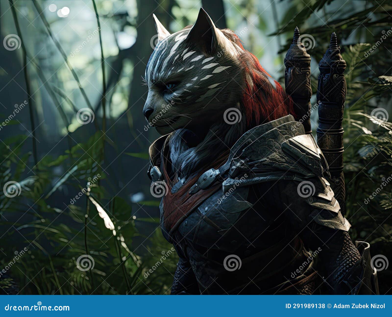 A Video Game Character in a Forest Stock Illustration - Illustration of ...