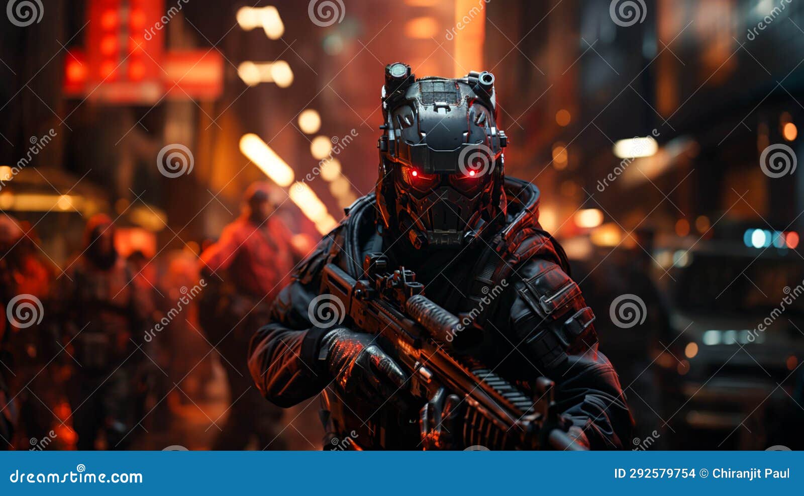 A Video Game Character Holding a Gun Stock Illustration - Illustration ...