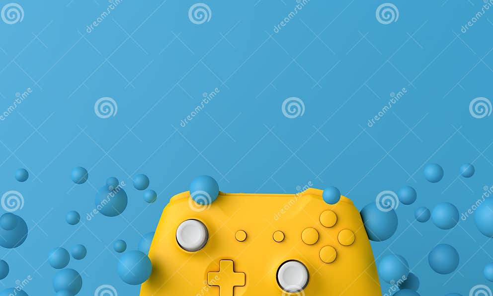 Video Game Concept. Gaming Controller with Lots of Blue Spheres Stock ...