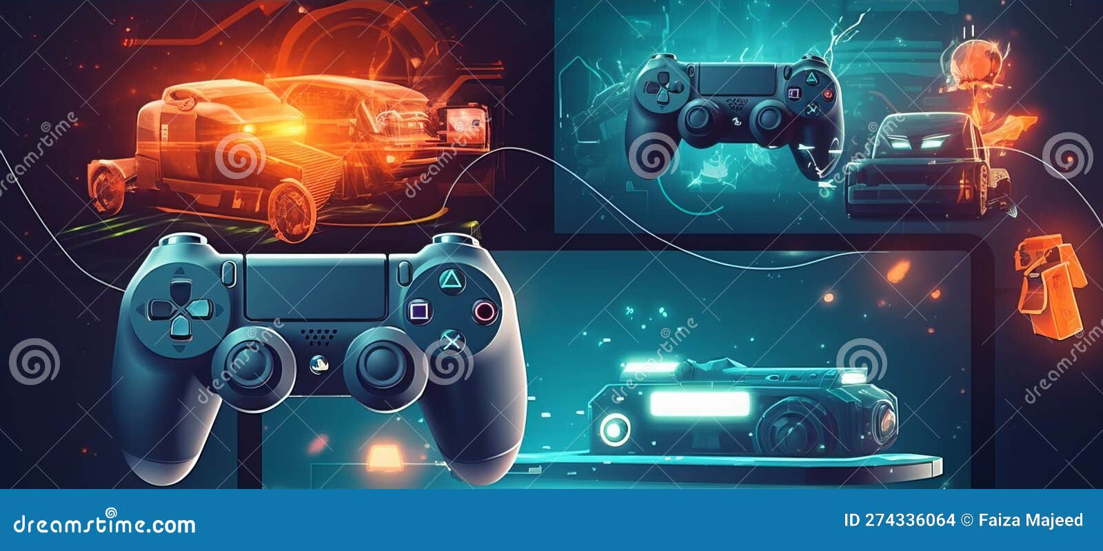 Video Game Concept Horizontal Banner, Generative AI Stock Illustration ...