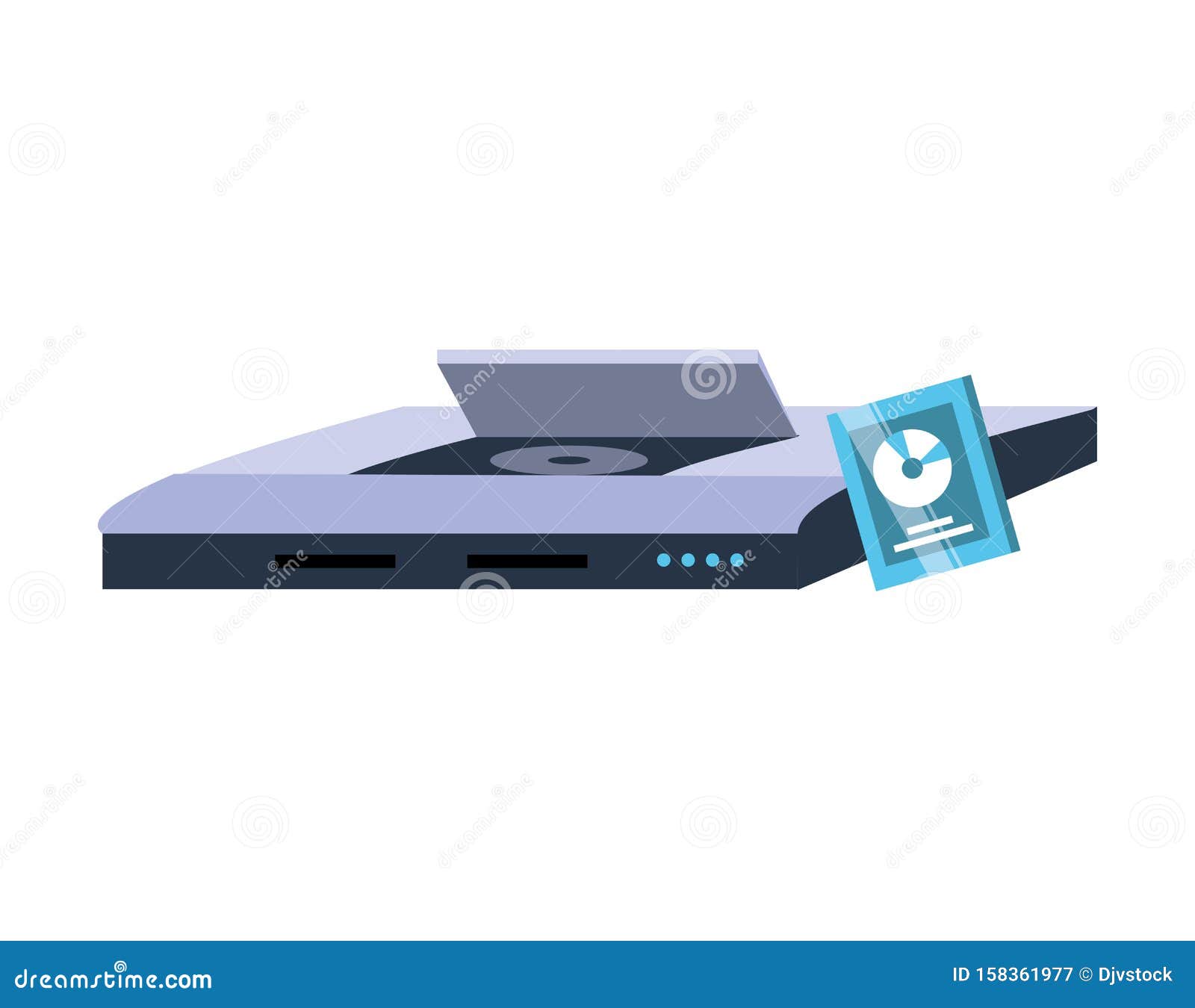 Video Game Console with Compact Disk Stock Illustration - Illustration ...