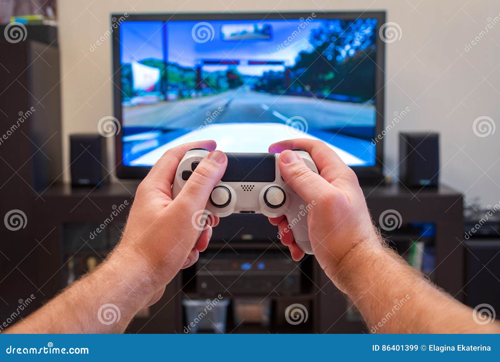 Video Game Console Controller in Man Hands Stock Image - Image of hands ...