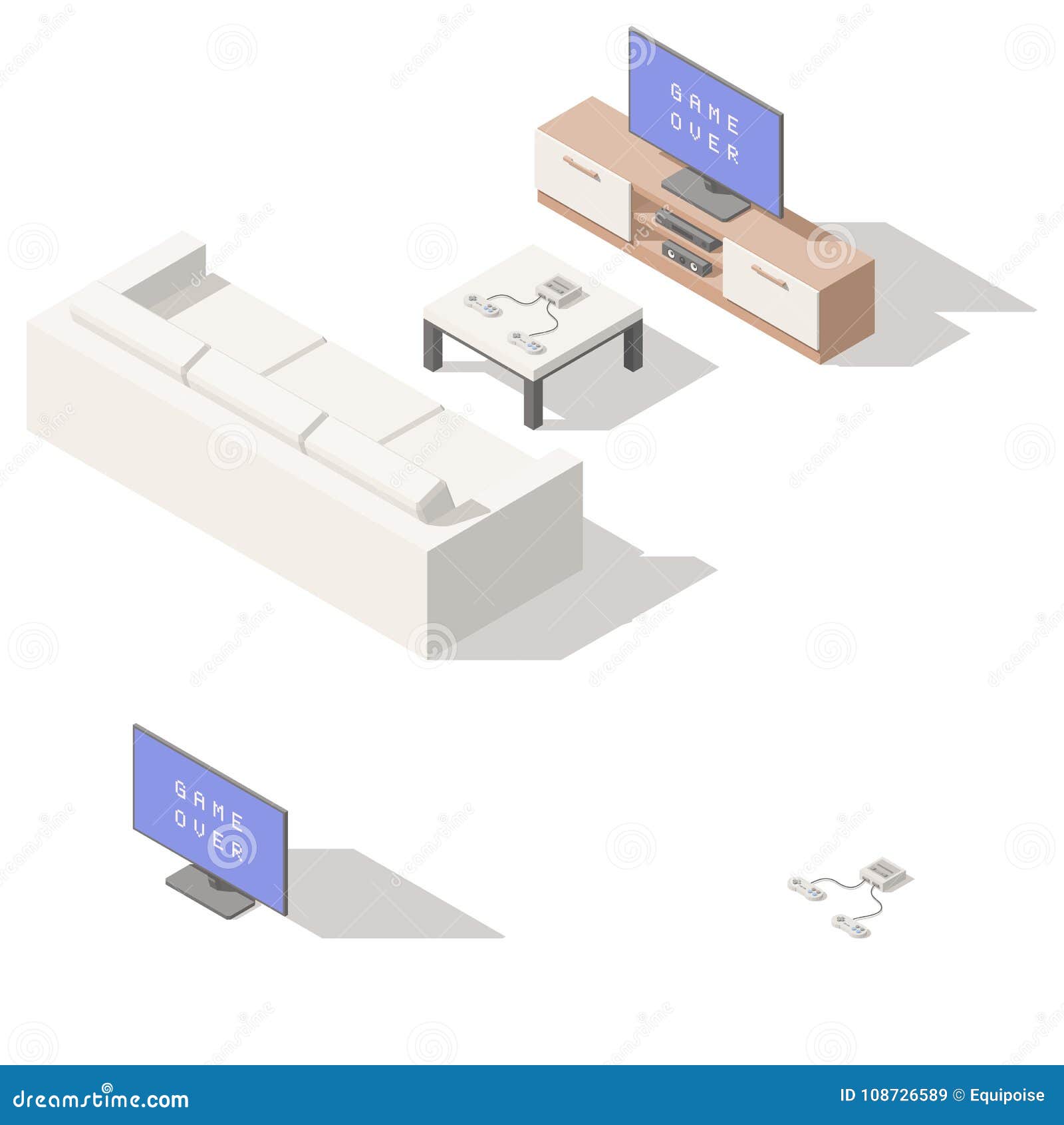 Video Game Console Lowpoly Isometric Icon Set Stock Vector ...