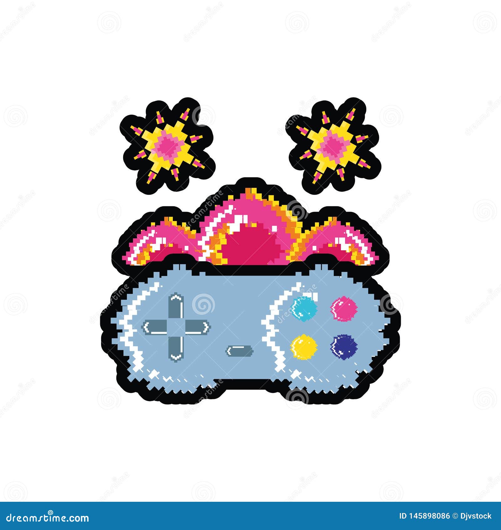 Video Game Control with Fire Balls Pixelated Stock Illustration ...