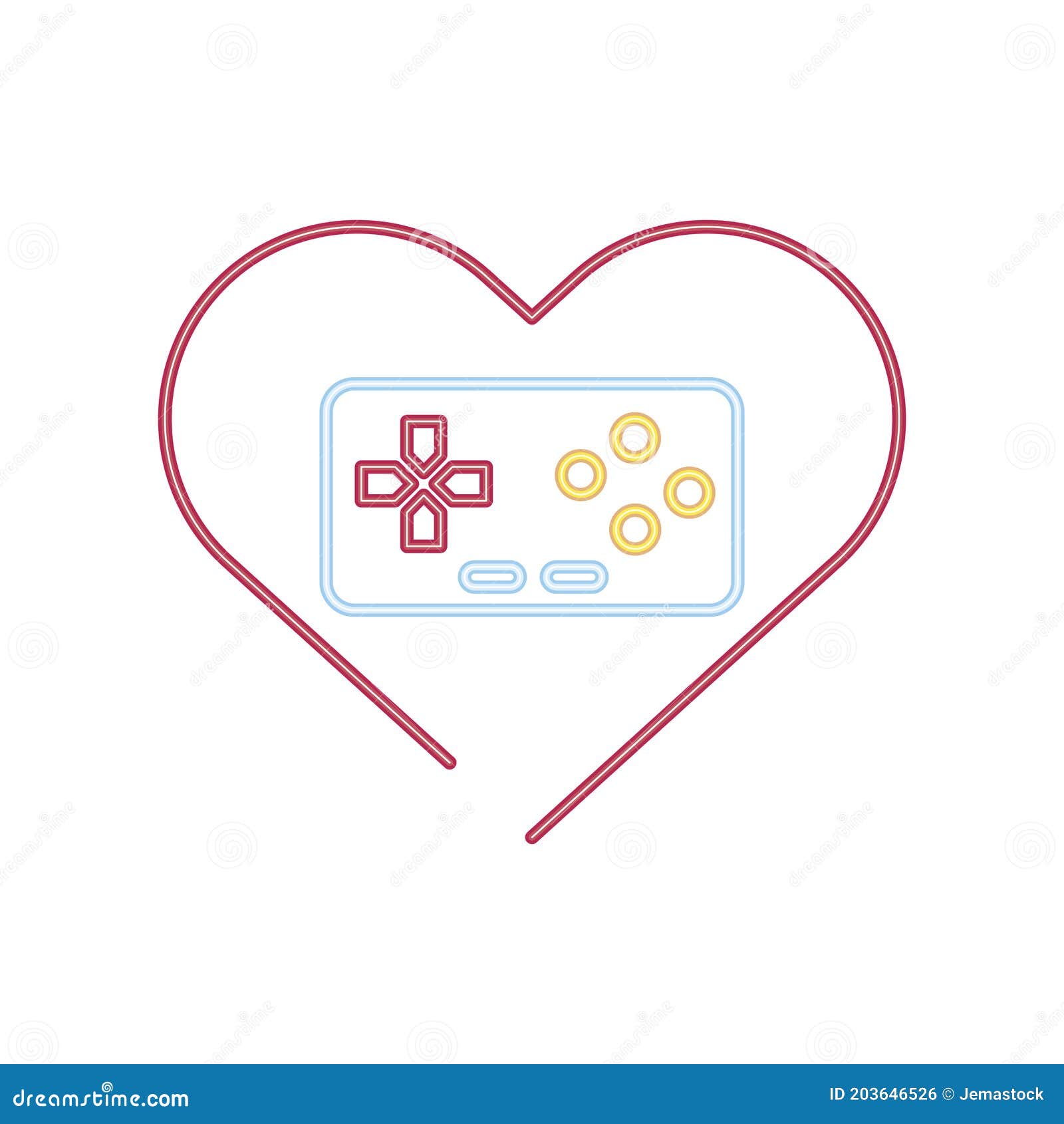 Video Game Control in Heart Neon Style Icon Stock Vector - Illustration ...