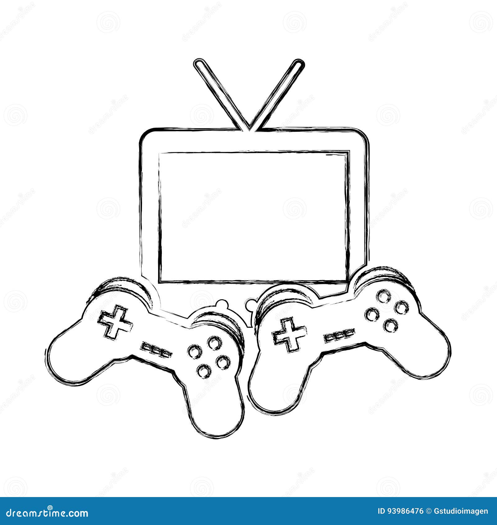 Video game control with tv stock vector. Illustration of arcade - 93986476