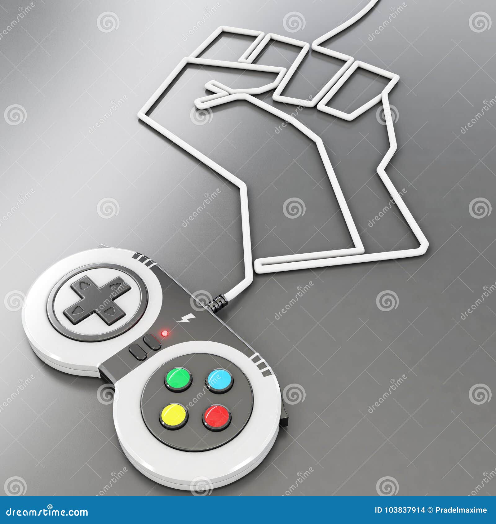 Video Game Controler with Wire Shaping a Fist Stock Illustration ...