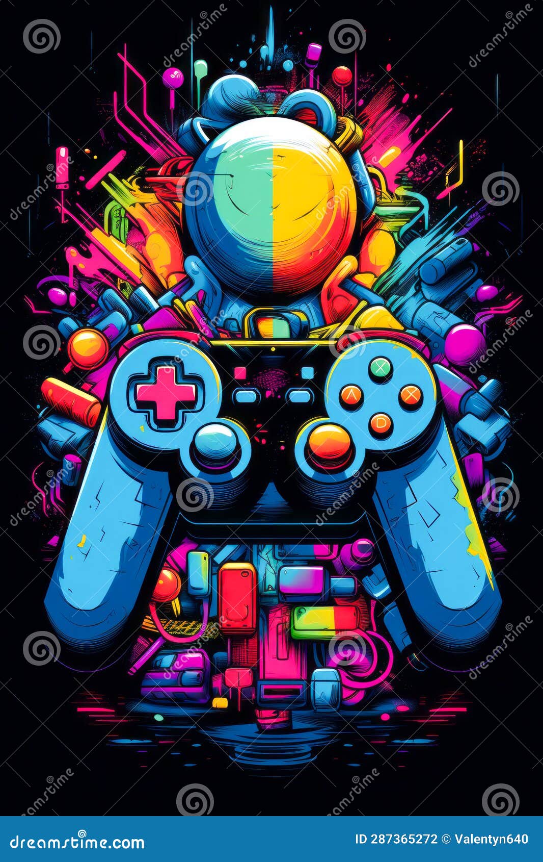 Video Game Controller with Bunch of Colorful Objects Around it ...