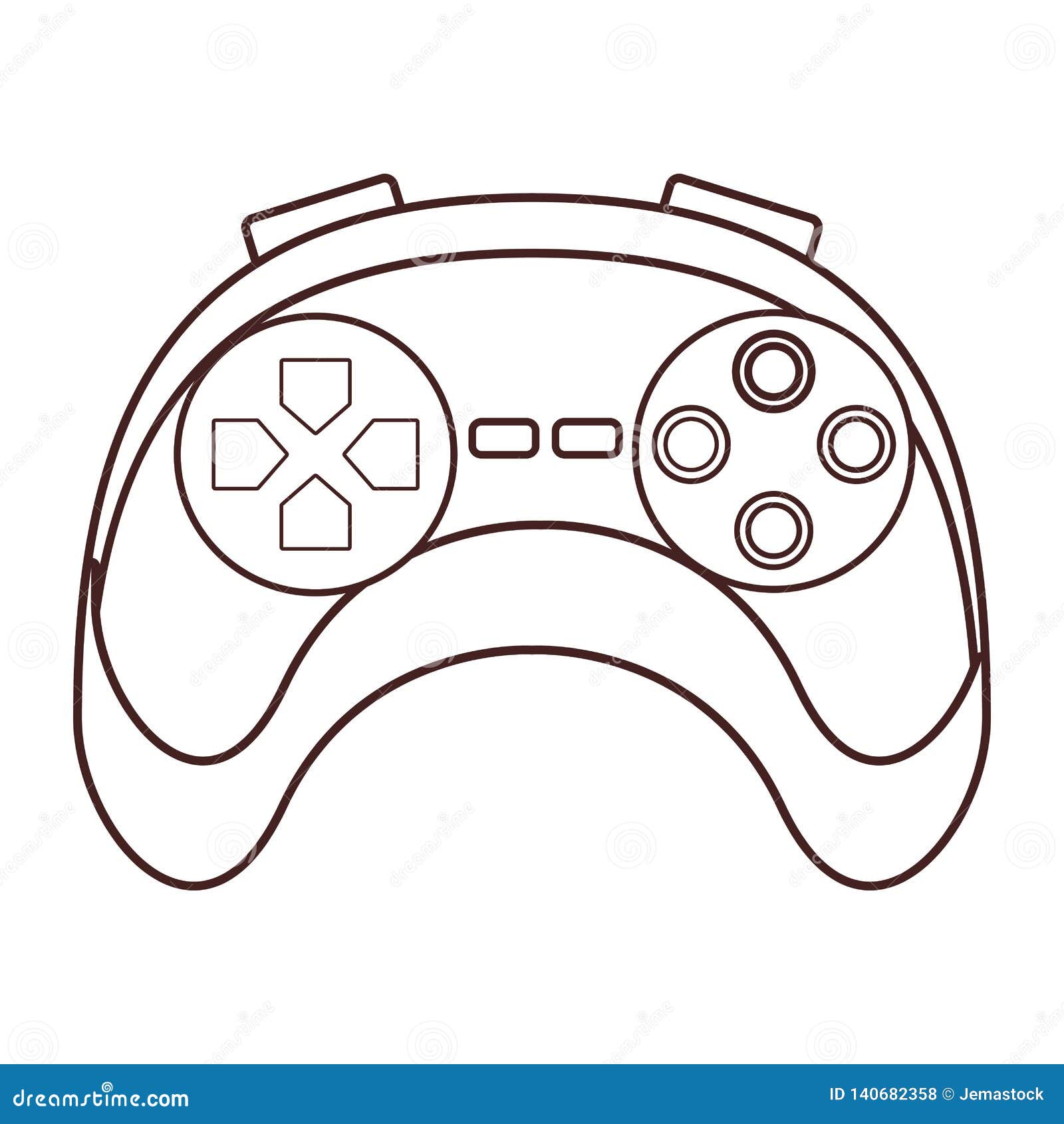Cartoon Video Game Controller Black And White