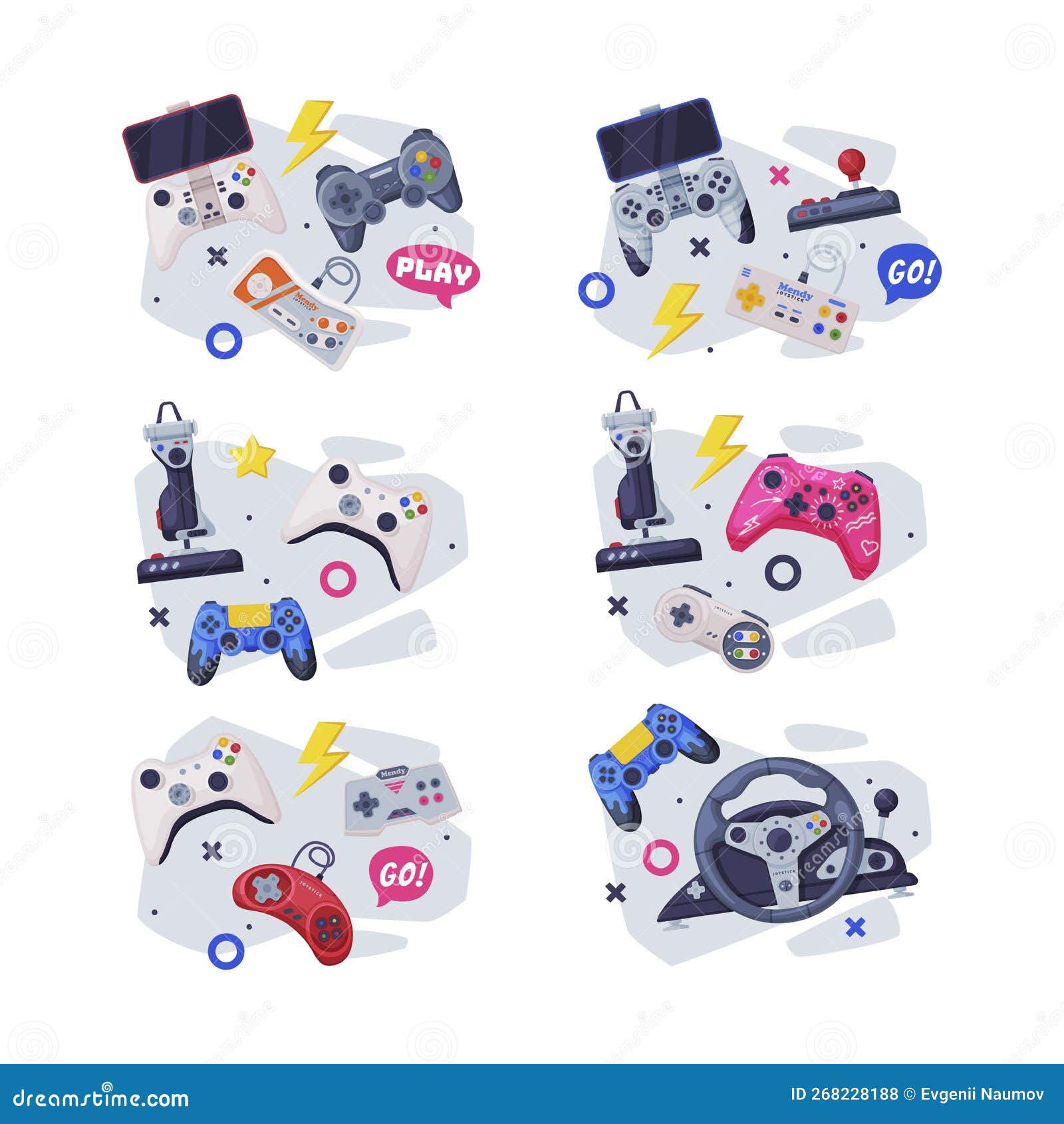 Video Game Controller and Electronic Device for Home Console Vector ...