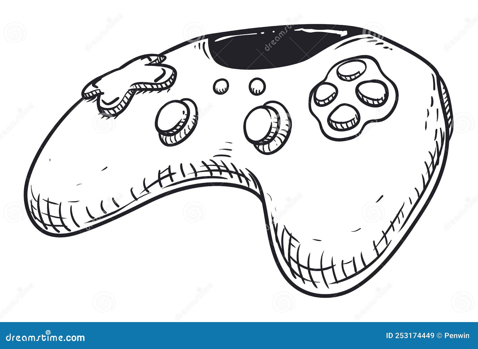 Video Game Controller in Hand Drawn Style, Vector Illustration Stock ...