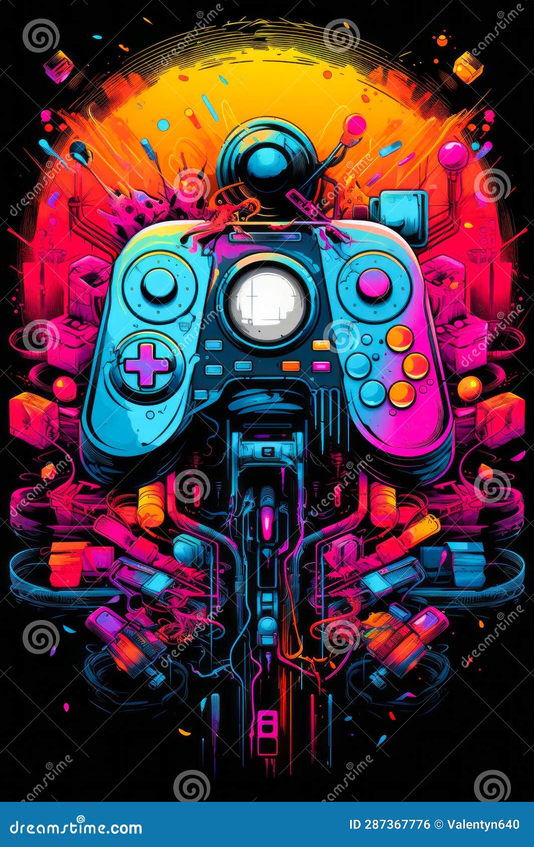 Video Game Controller with Lot of Colorful Artwork on it. Generative AI ...