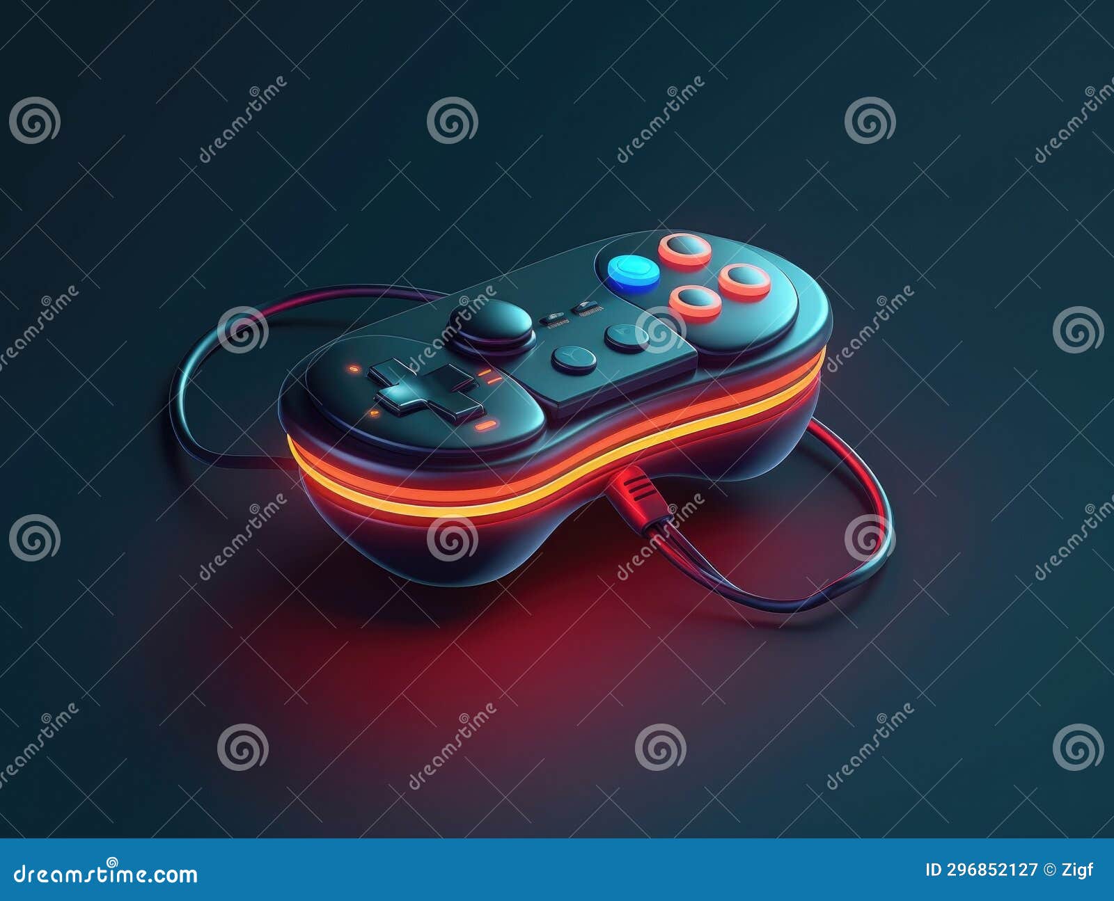 Video Game Controller with Neon Lights on a Dark Background Stock ...