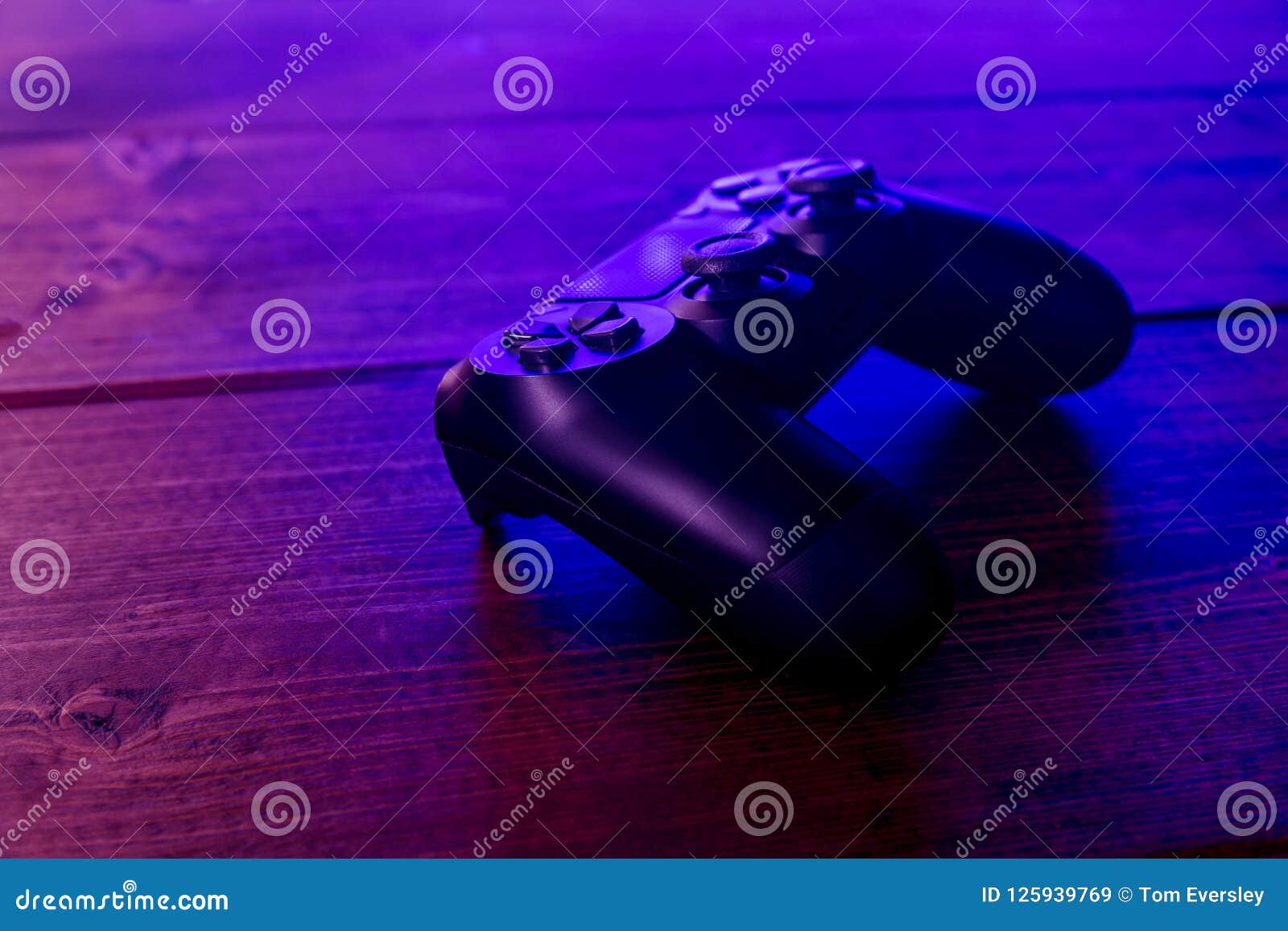 Video Game Controller Night with Lights Stock Image - Image of blue ...