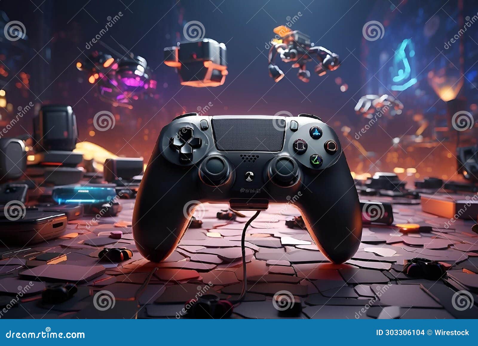 Video Game Controller Surrounded by a Selection of Classic Video Games ...