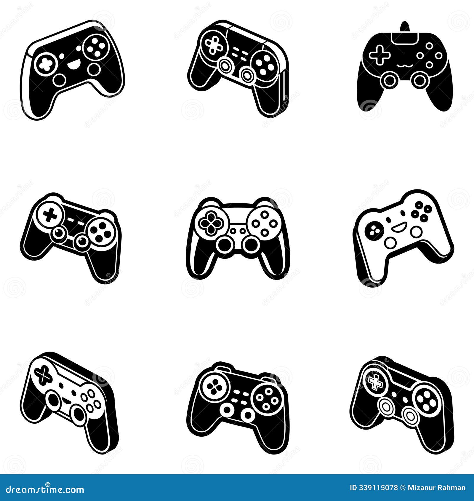 Video Game Controller Vector Set Silhouette Stock Vector - Illustration of decorative, gaming ...