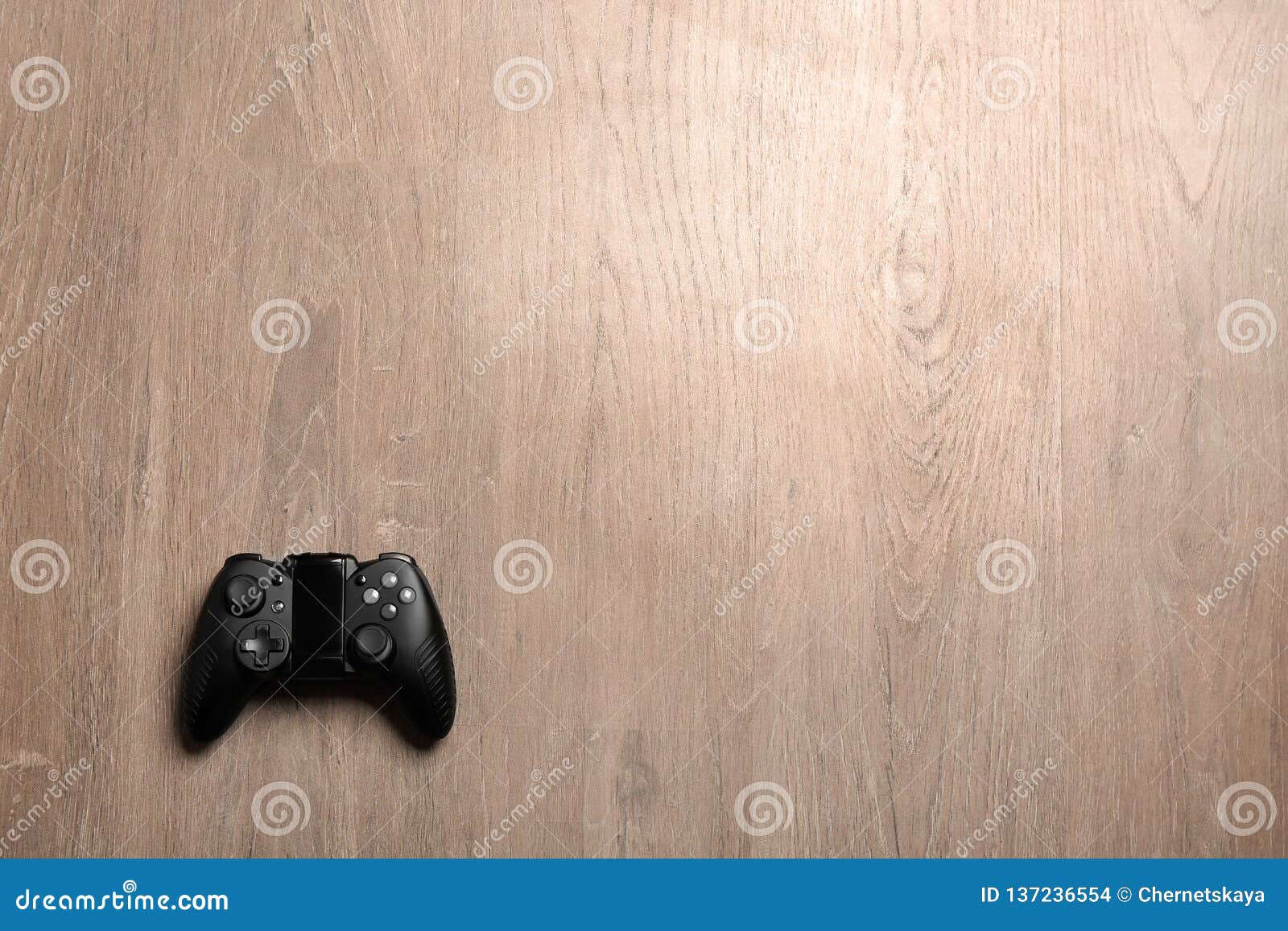 Video Game Controller on Wooden Background, Top View Stock Photo ...
