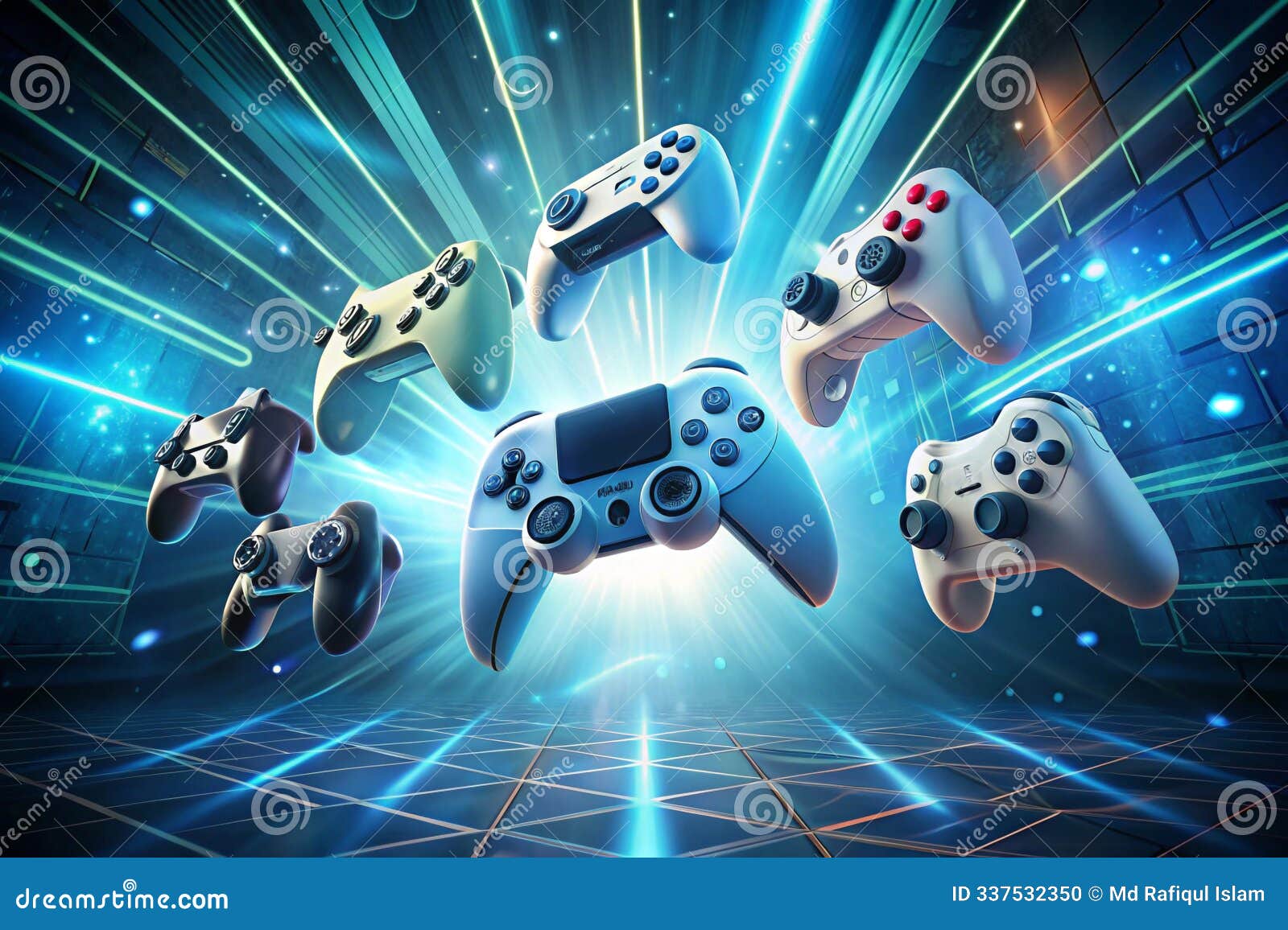 Video Game Controllers Evolution a Timeline. Generative AI Stock ...