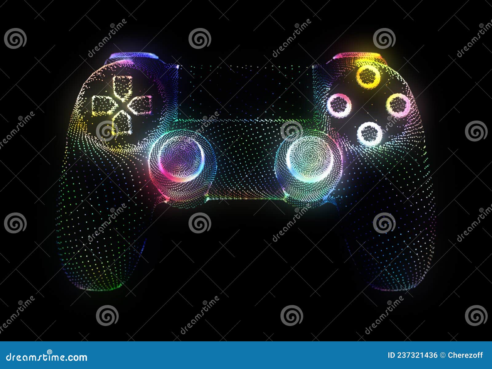 Video Game Controllers Made of Multicolored Particles on Black ...