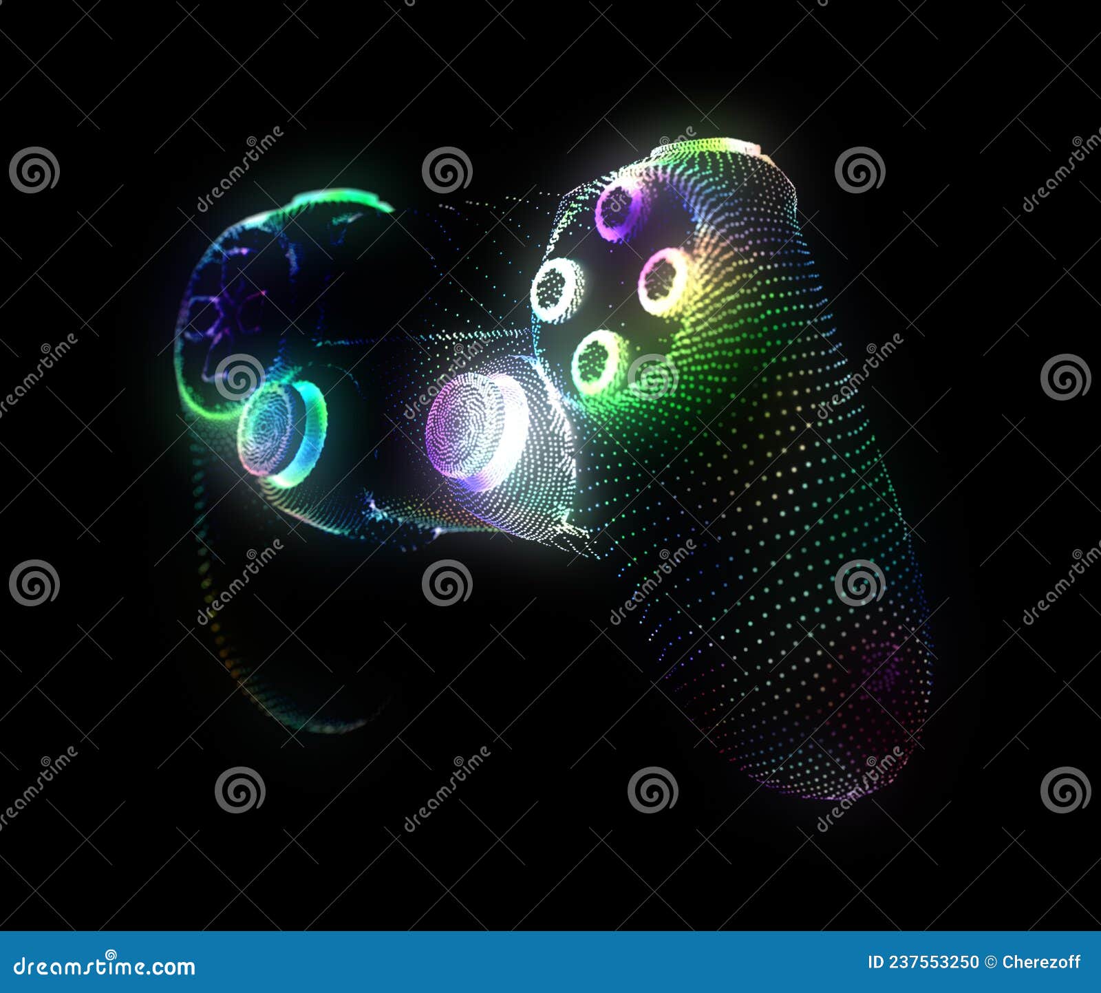 Video Game Controllers Made of Multicolored Particles on Black ...