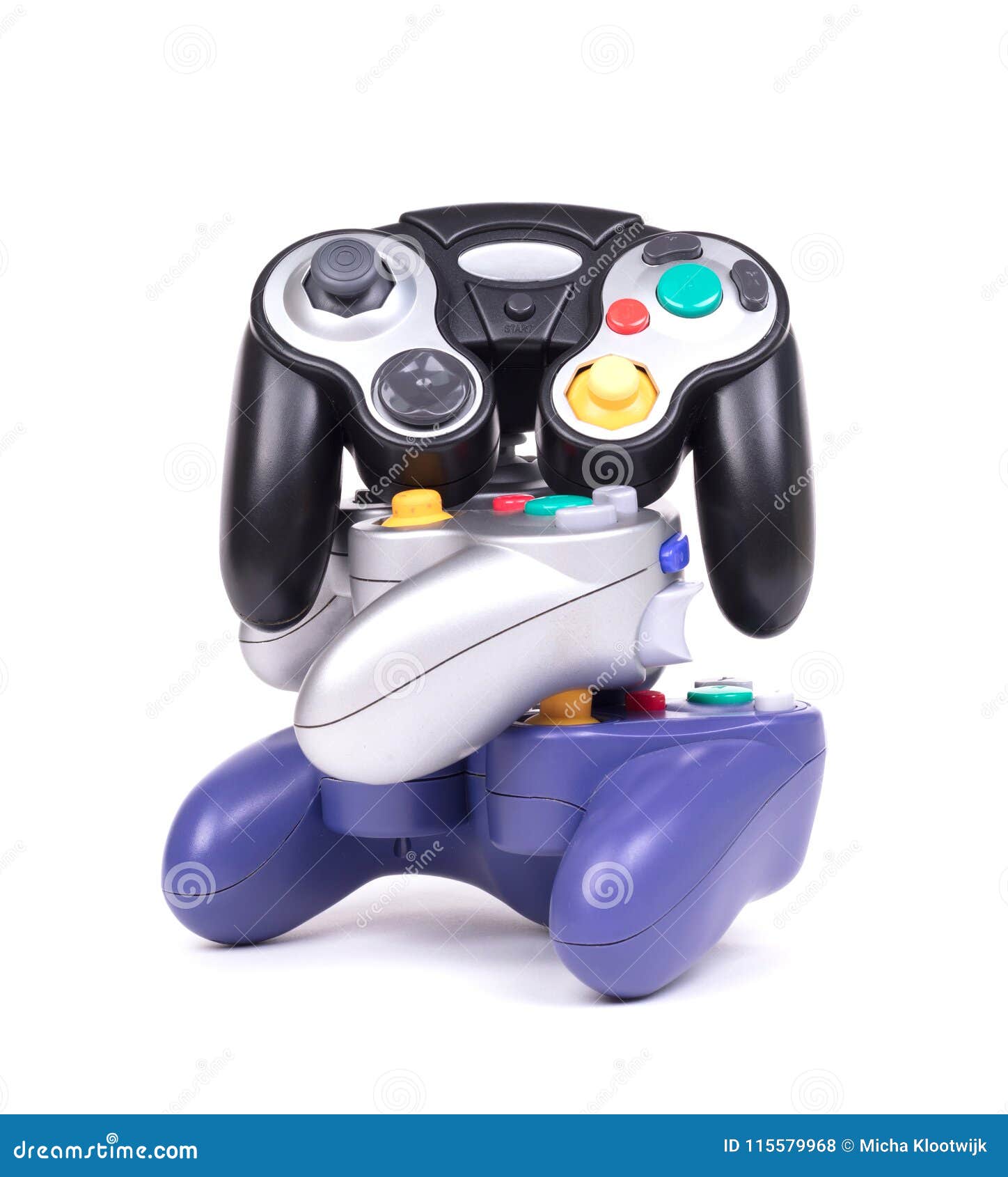 Video Game Controllers on White Background Stock Photo - Image of used ...