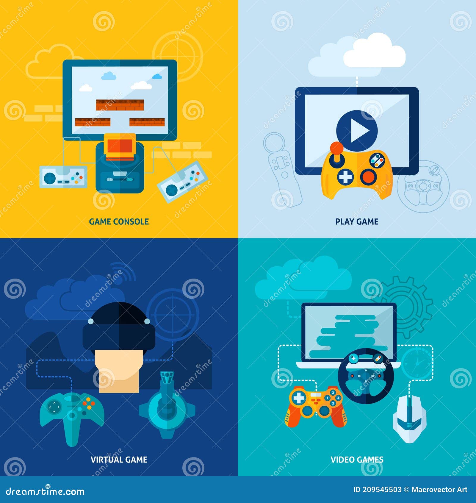 Video Game Flat Set stock vector. Illustration of design - 209545503