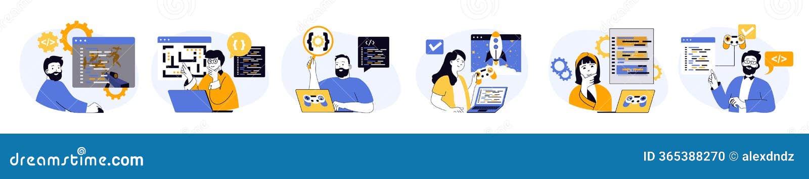 People Programming Vector Illustration, Cartoon Flat Man Woman Programmer Developers Work, Coder ...