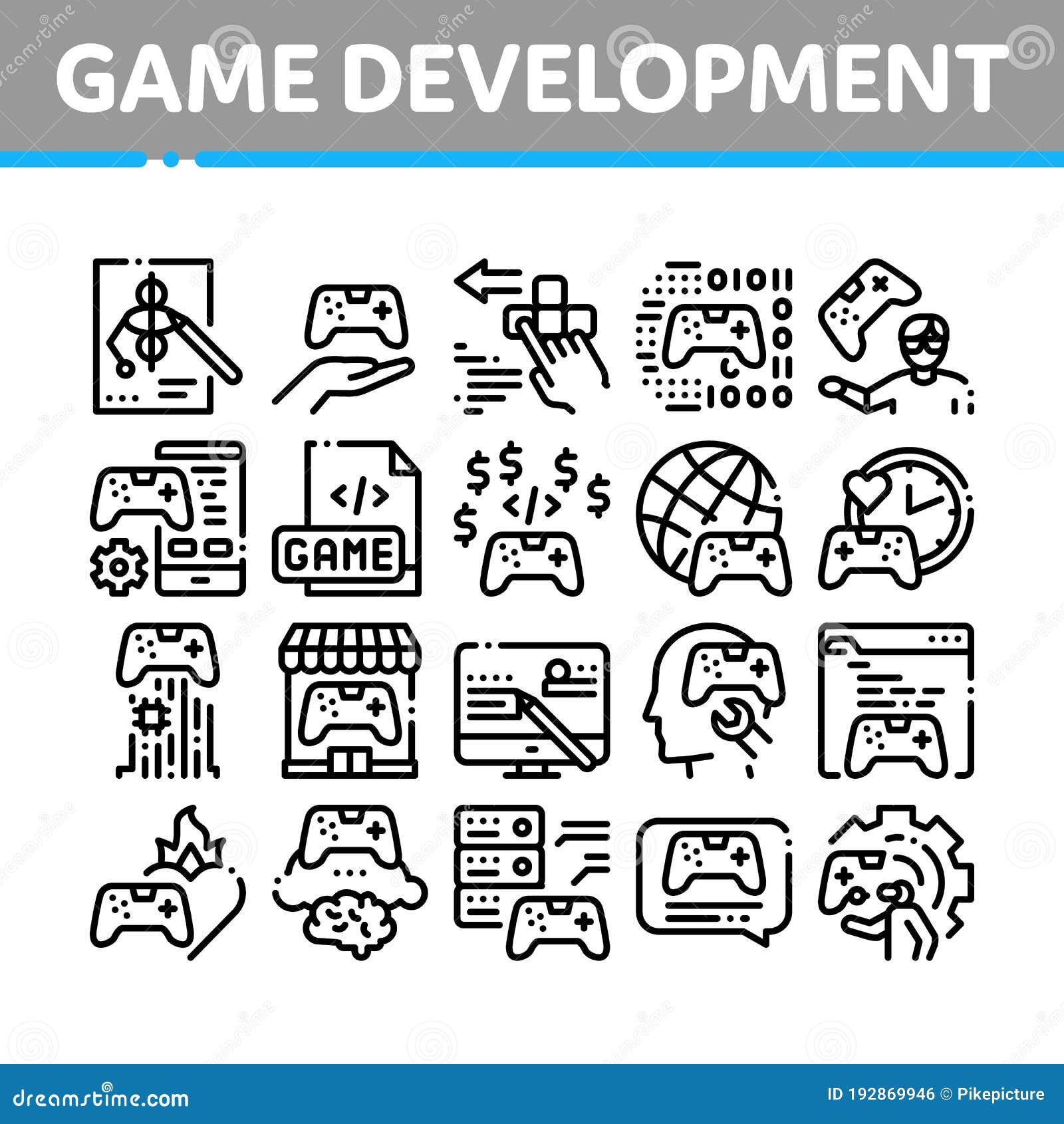 Video Game Development Collection Icons Set Vector Stock Vector ...
