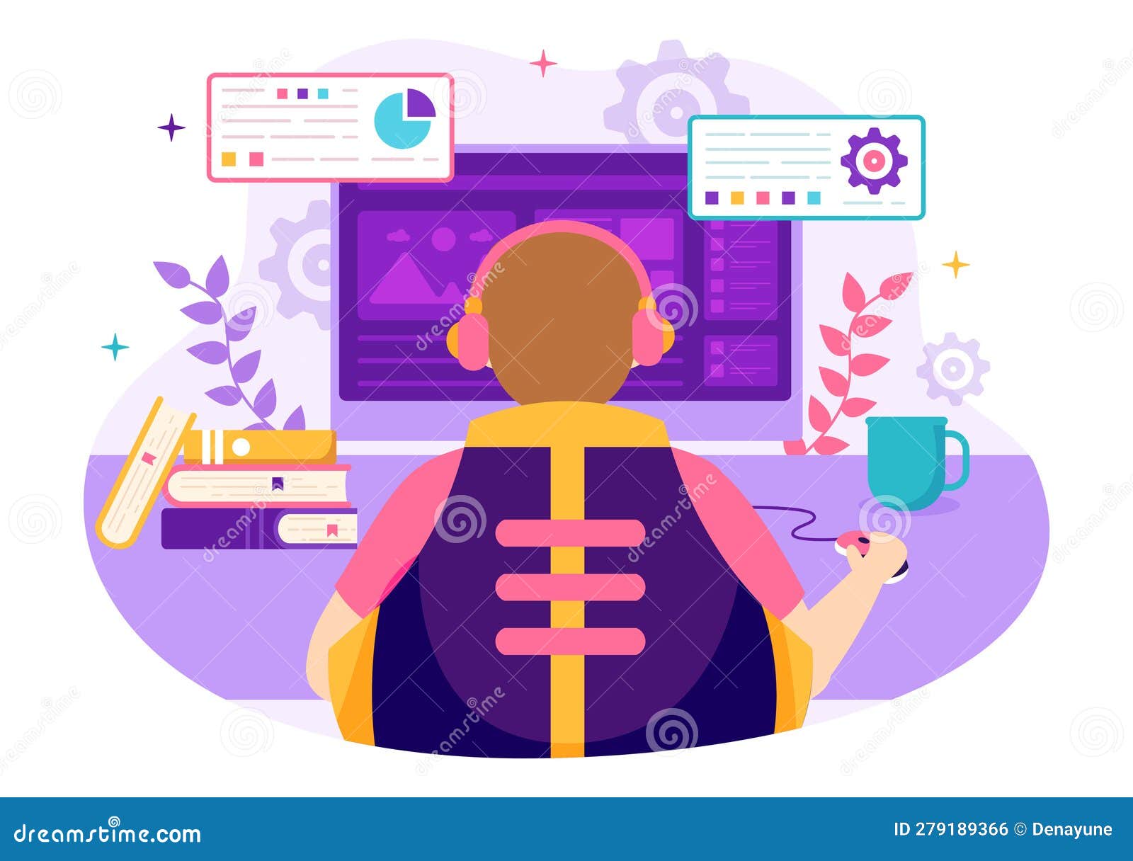 Video Game Development Vector Illustration with Games, Digital ...