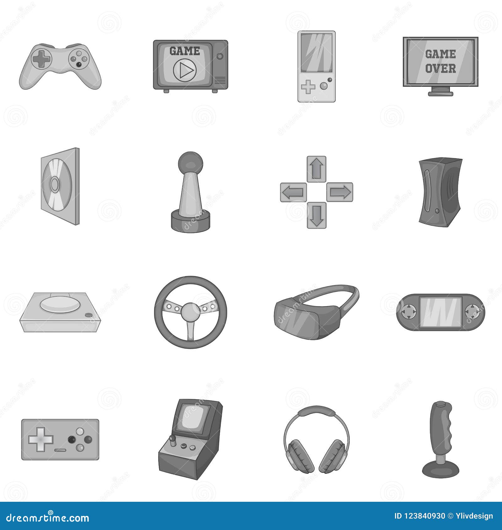 Video Game Icons Set, Black Monochrome Style Stock Illustration ... Video Game Icons Set, Black Monochrome Style Stock Illustration ...