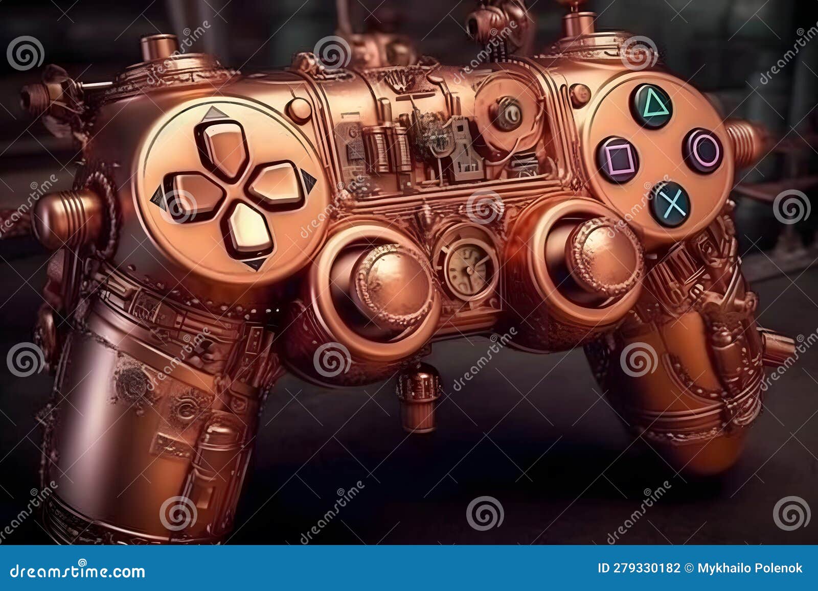 Video Game Joystick in Steampunk Style. Neural Network AI Generated ...