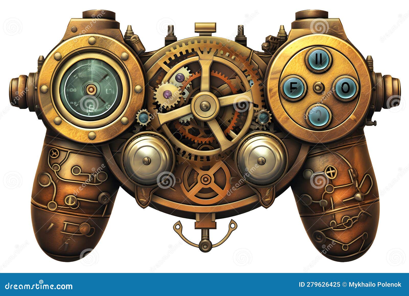 Video Game Joystick in Steampunk Style. Neural Network AI Generated ...