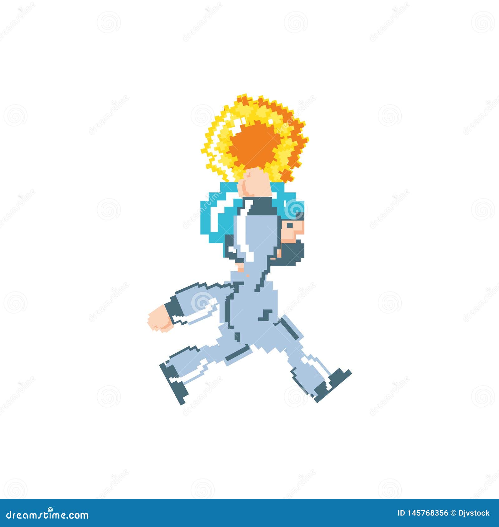 Video Game Jumping Avatar Pixelated Stock Illustration - Illustration ...