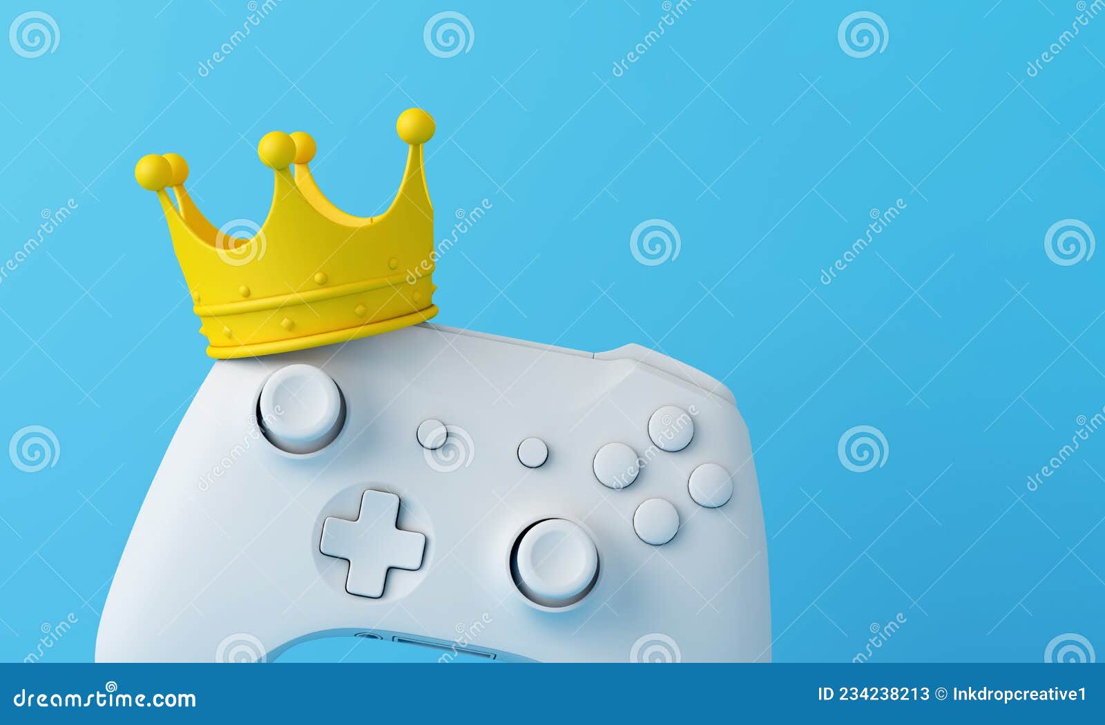 Video Game King. Game Controller Wearing a Crown. Winning Gamer Concept ...