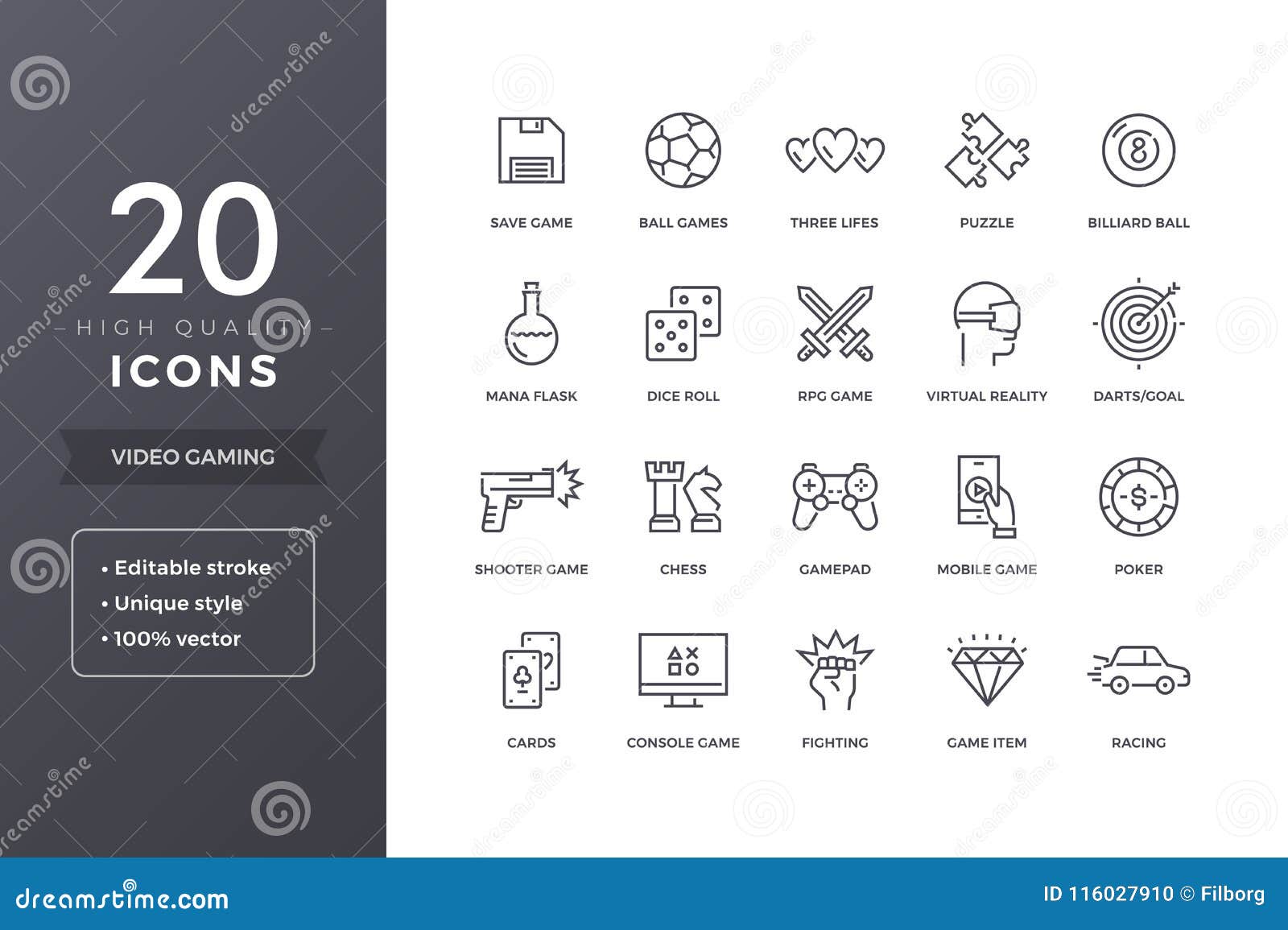 Video Game Line Icons stock vector. Illustration of mobile - 116027910