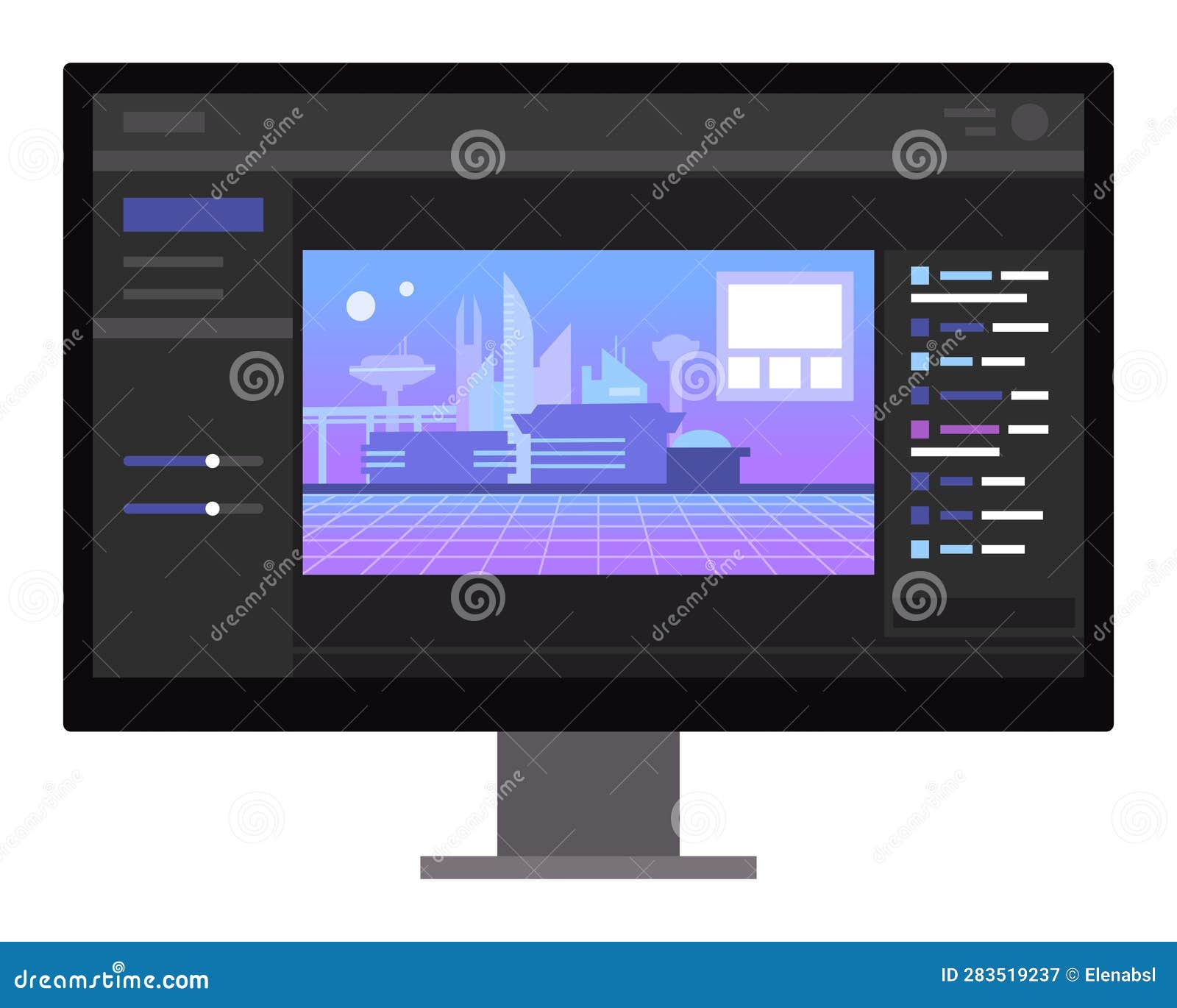 Video Game Live Stream on Computer Monitor Stock Vector - Illustration ...