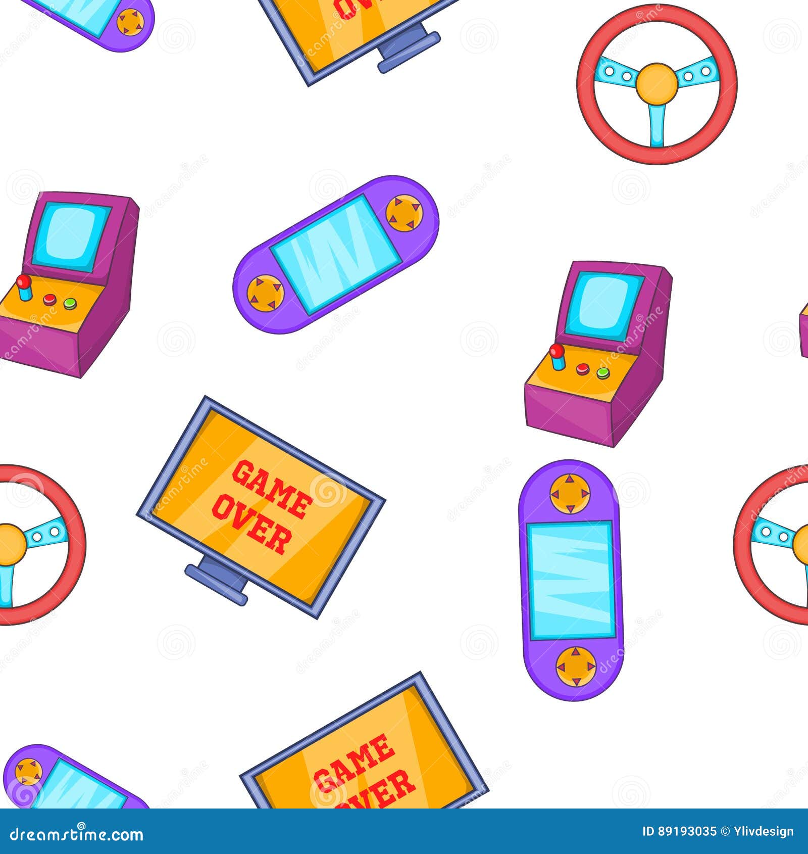 Video Game Pattern, Cartoon Style Stock Vector - Illustration of gadget ...