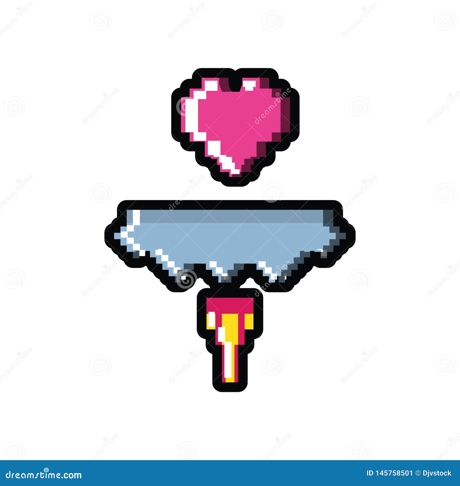 Video game pixelated heart stock illustration. Illustration of 8bit ...