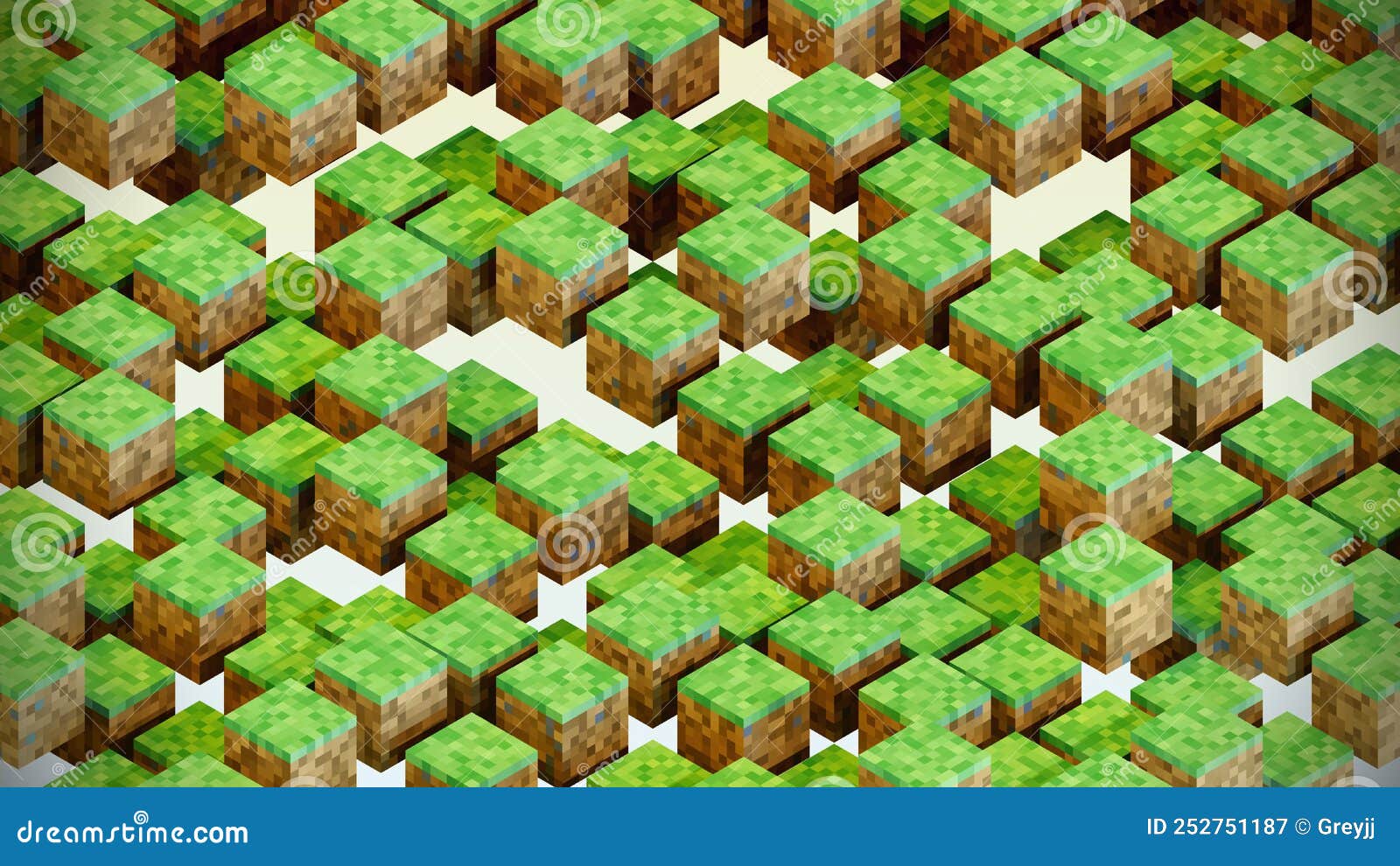 Video Game Pixelized Grass Cubes Floating in the Air. Isometric ...