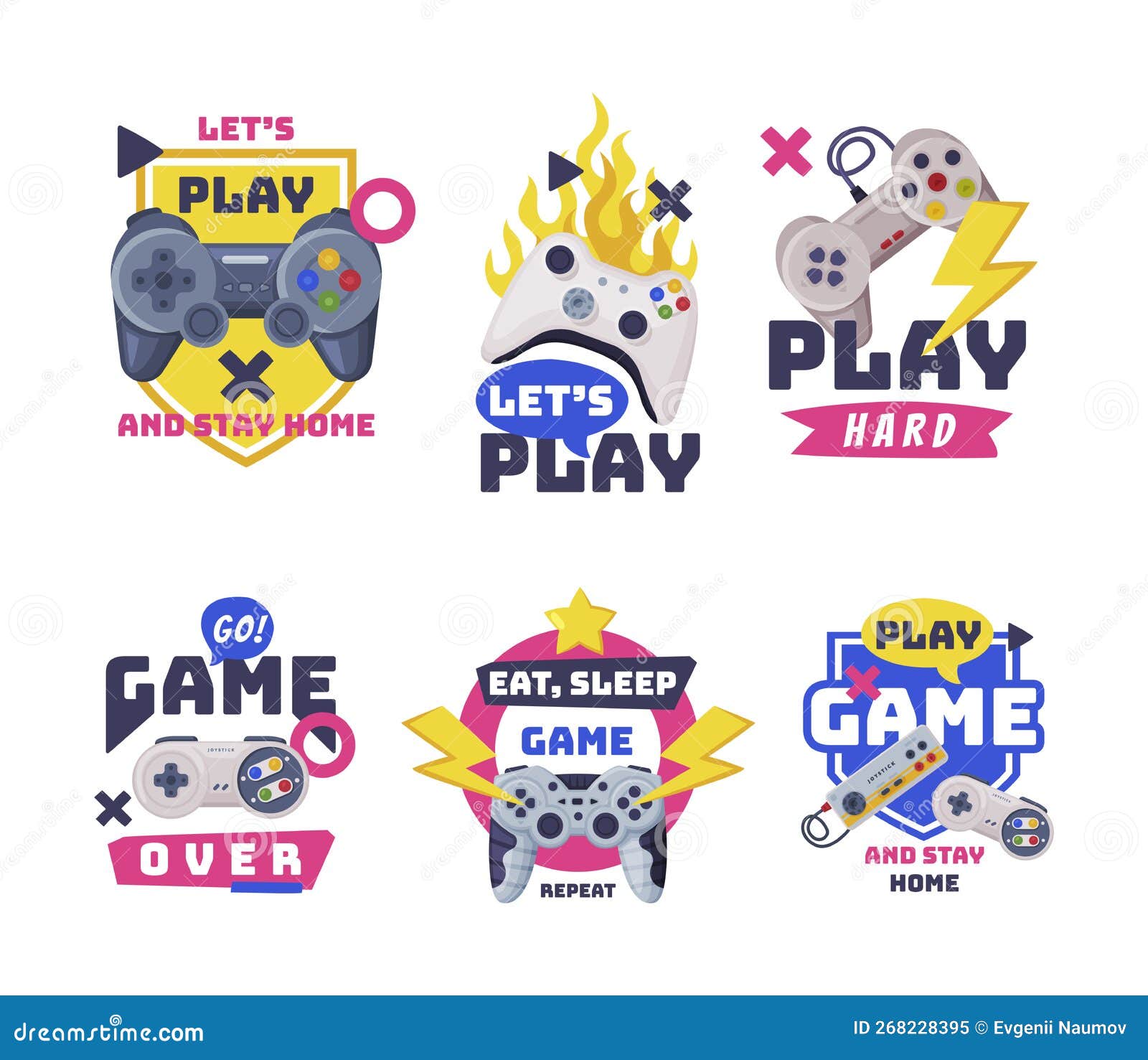 Video Game Play Zone Badge or Label with Controller and Electronic ...