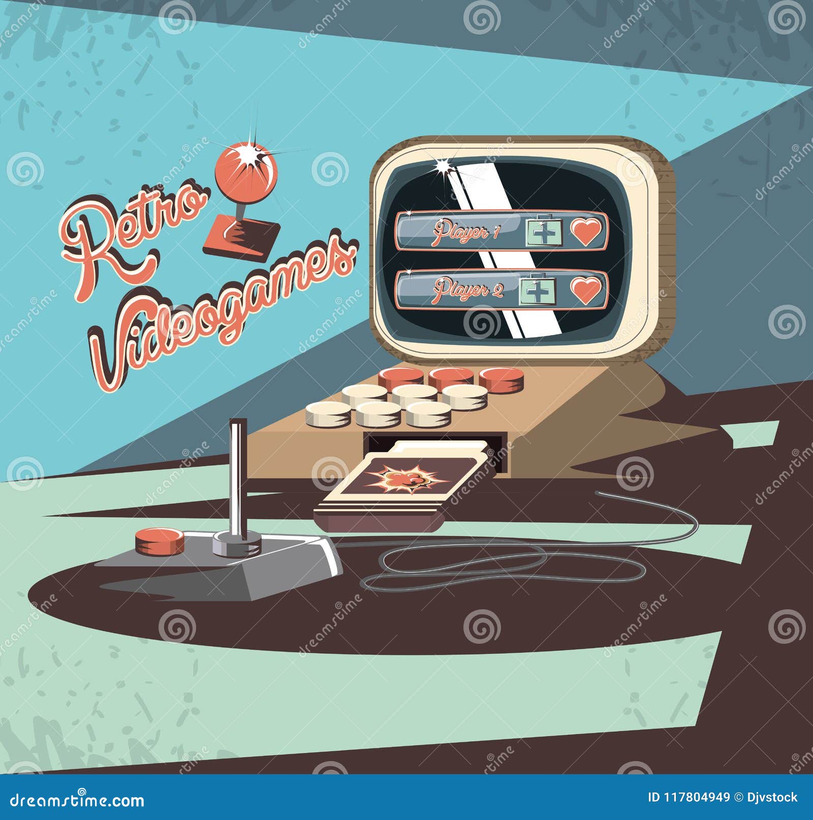 Video Game Retro with Computer Stock Vector - Illustration of ...