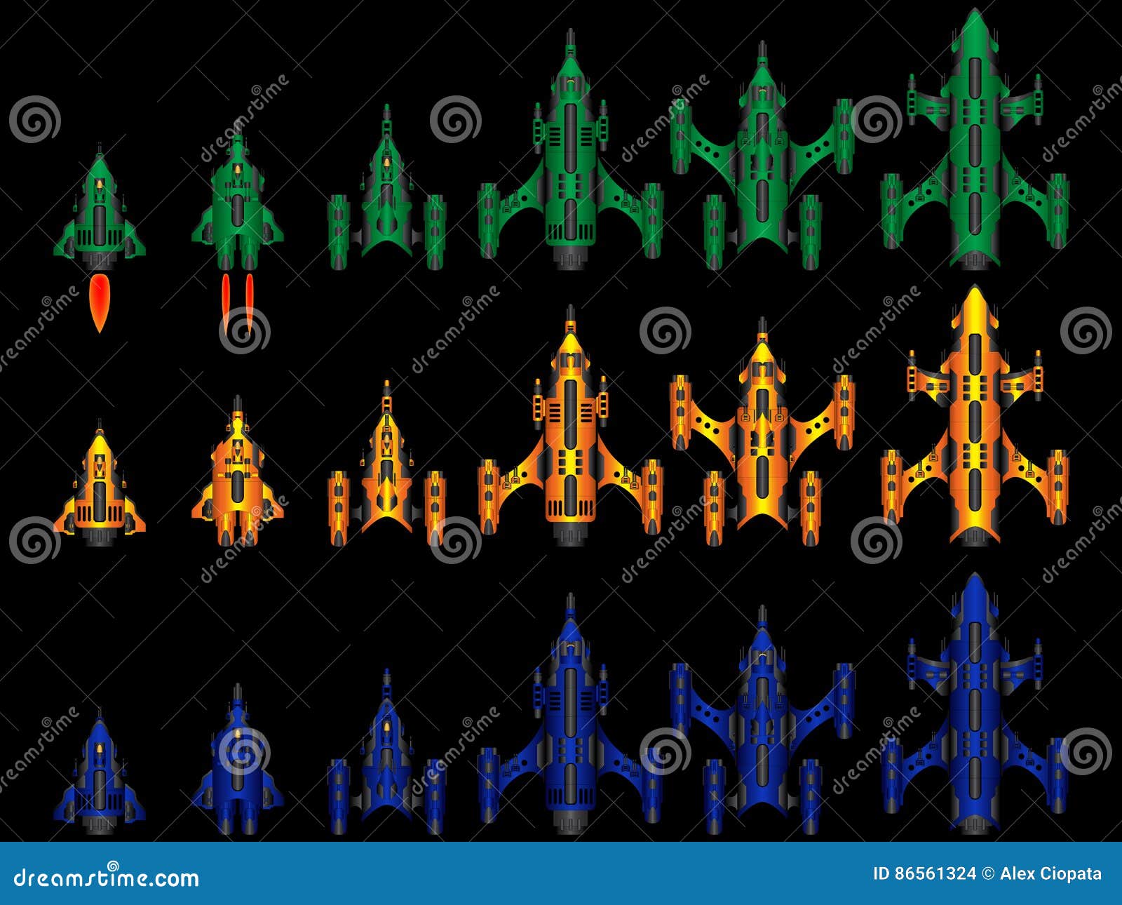 Video game space ship stock vector. Illustration of mothership - 86561324