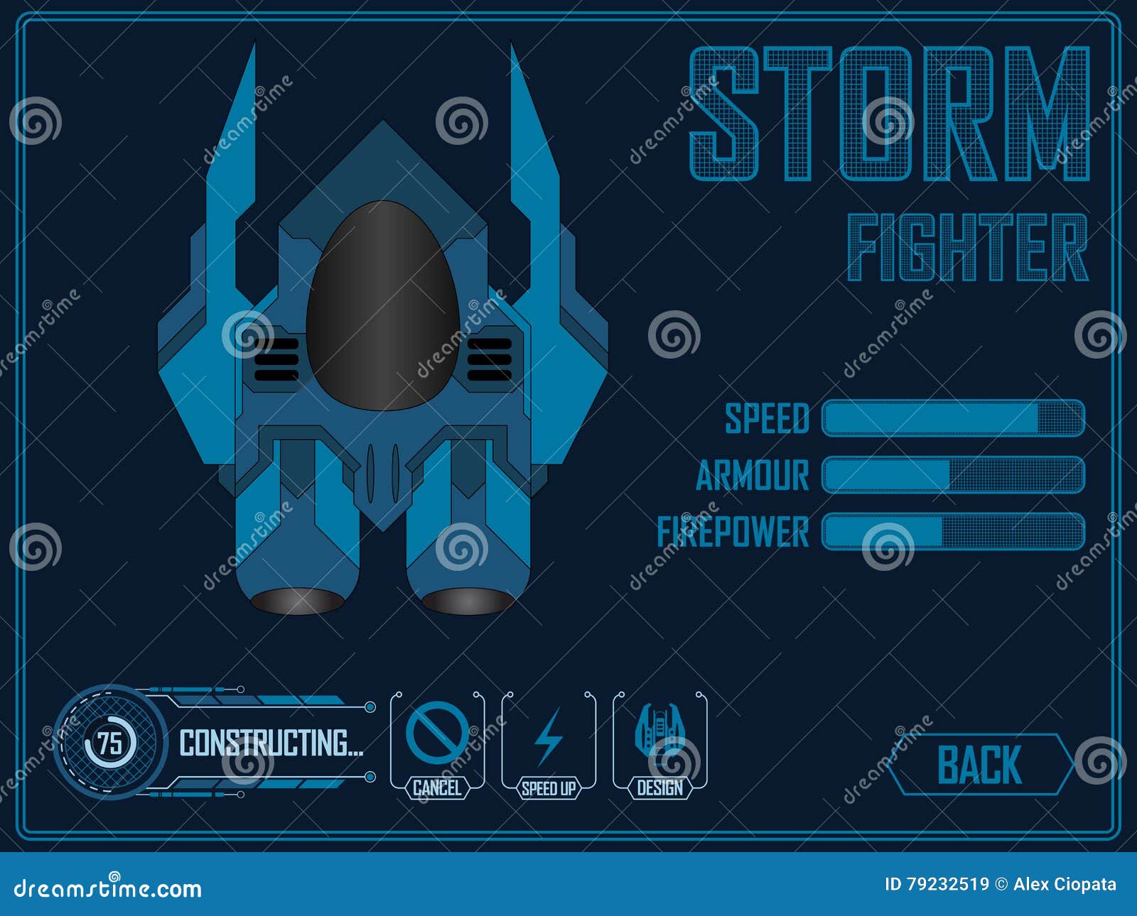 Video game space ship stock vector. Illustration of graphic - 79232519